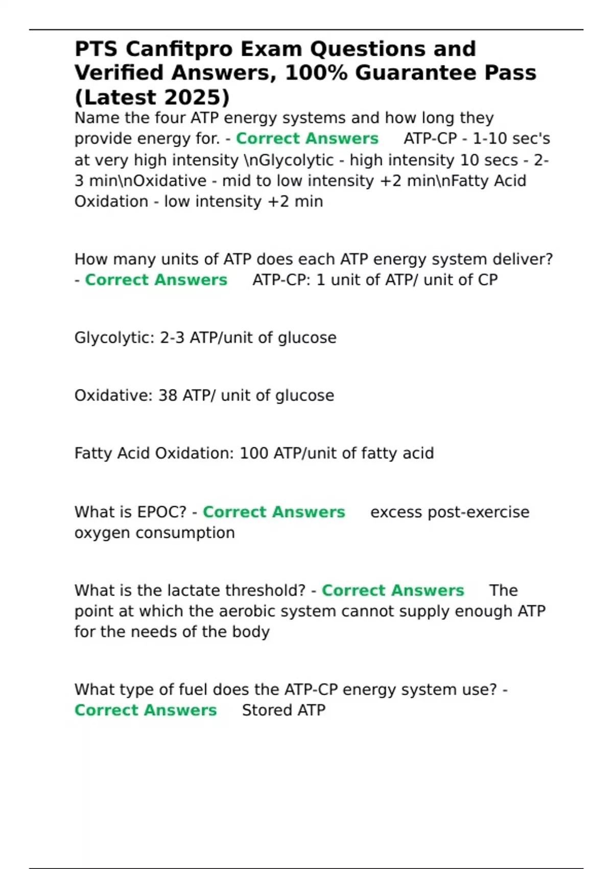 PTS Canfitpro Exam Questions and Verified Answers, 100- Guarantee Pass ...