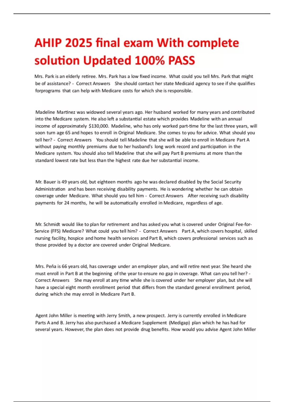 AHIP 2025 final exam With complete solution Updated 100% PASS - AHIP - Stuvia US