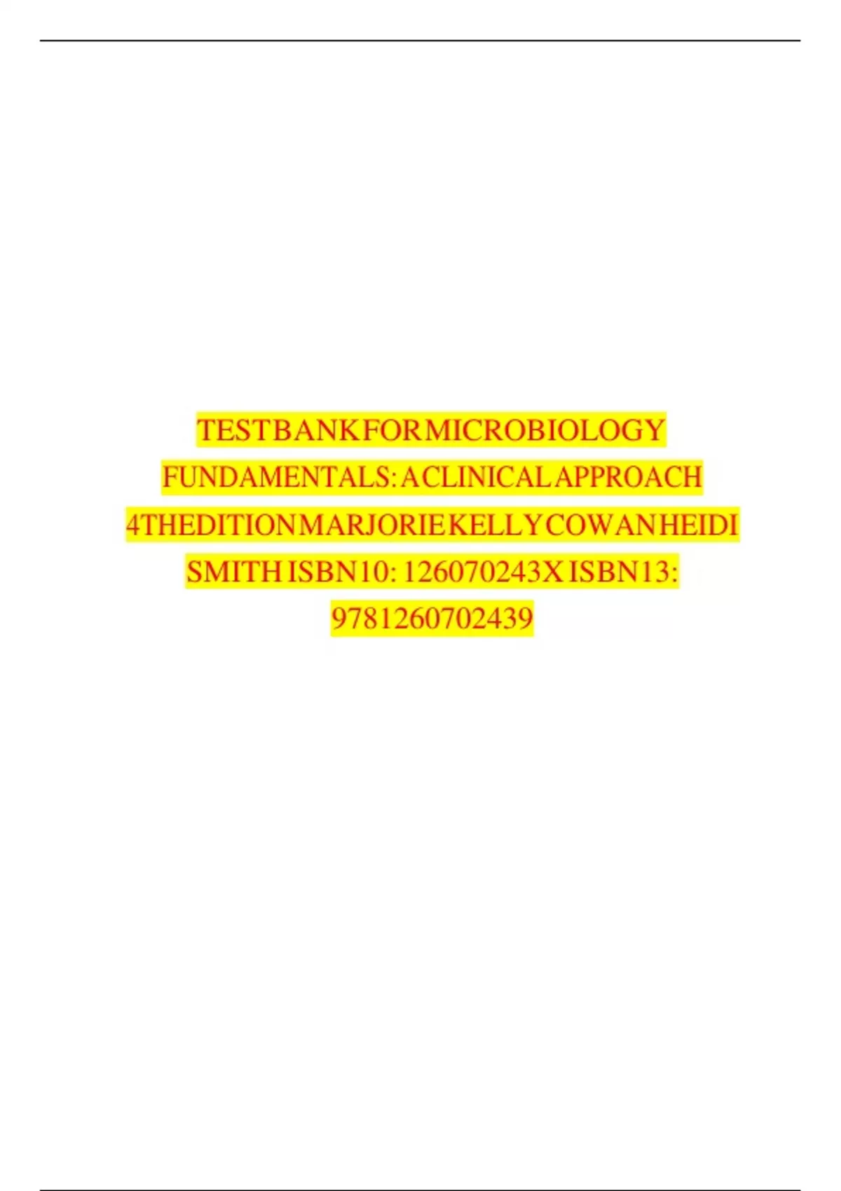 Test Bank For Microbiology Fundamentals A Clinical Approach 2025 ...