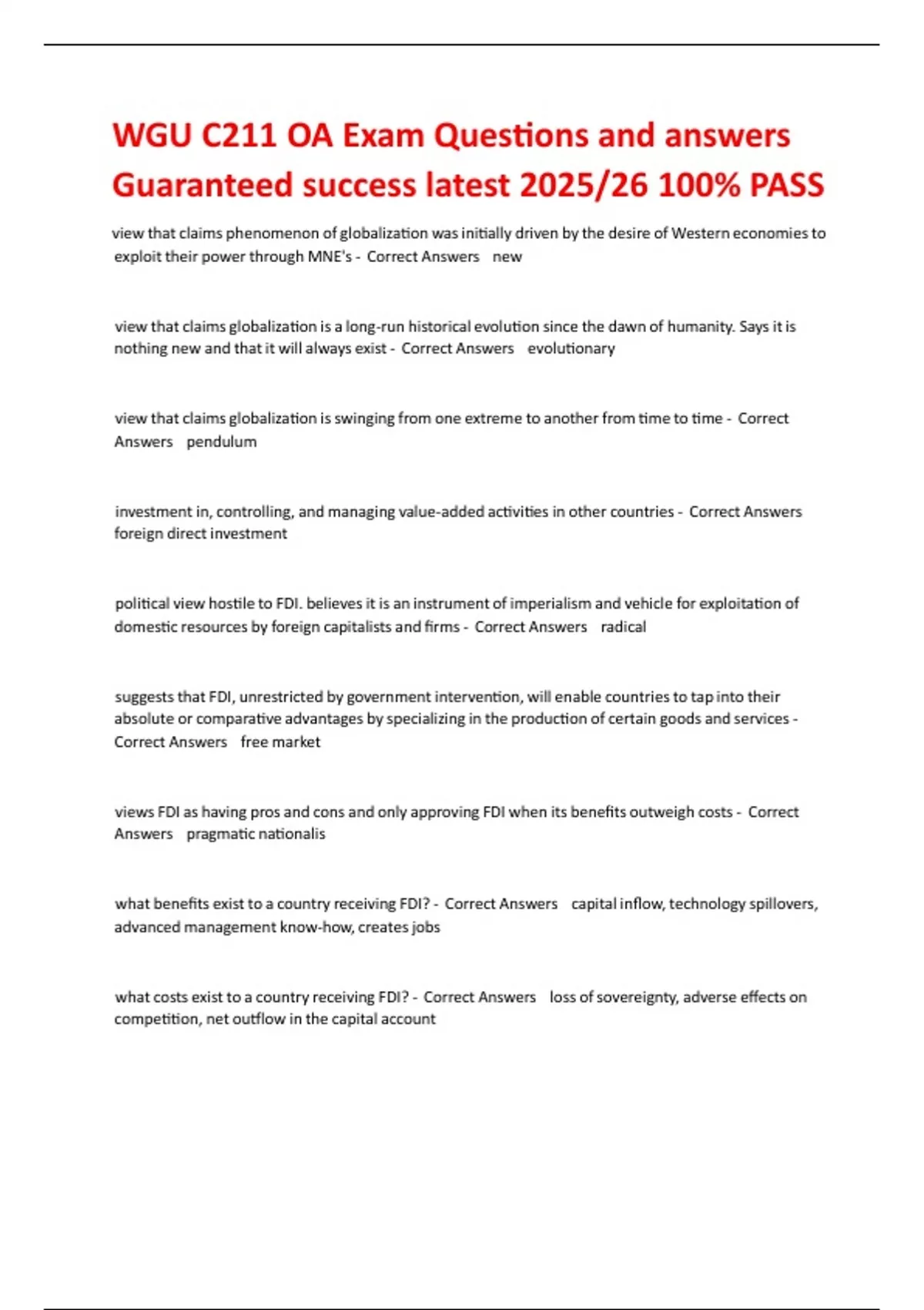 WGU C211 OA Exam Questions and answers Guaranteed success latest 2025/ ...