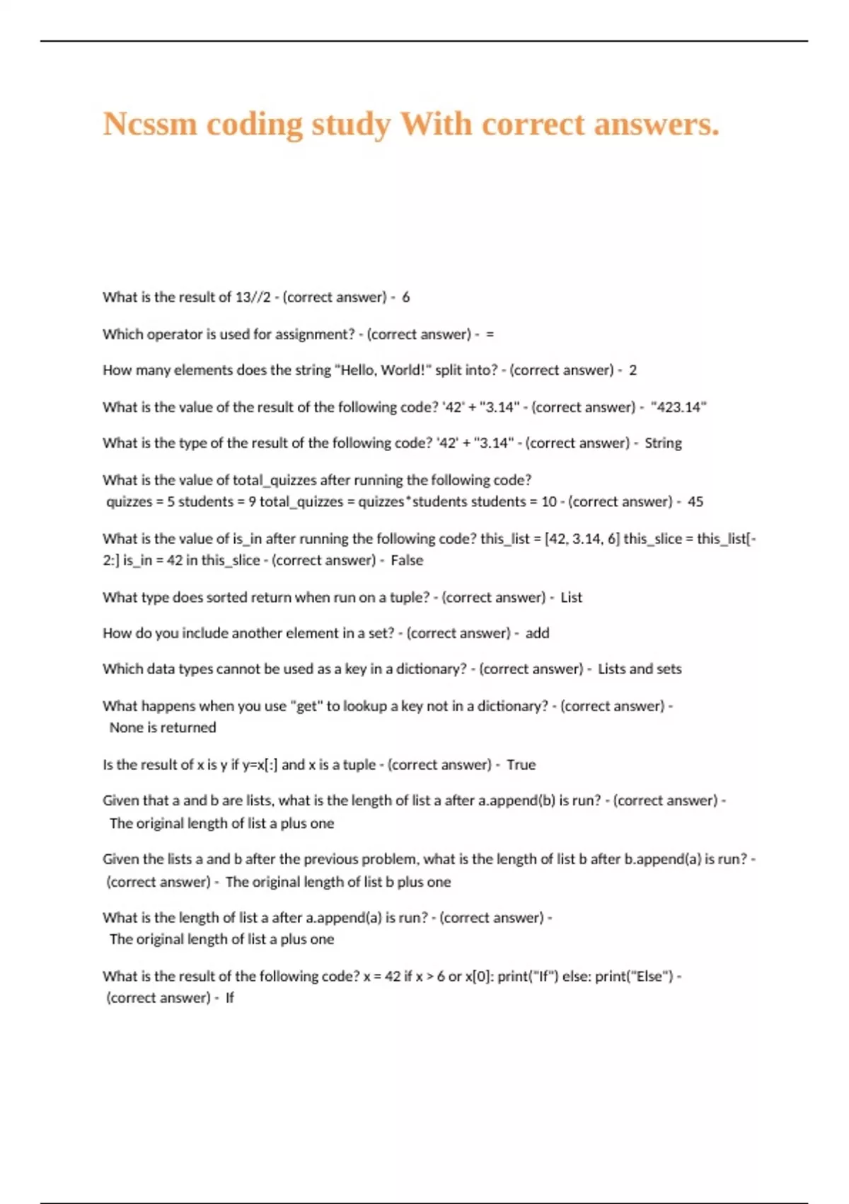 NCSSM PLACEMENT TEST WITH COMPLETE SOLUTIONS 100% 2024 latest update ...