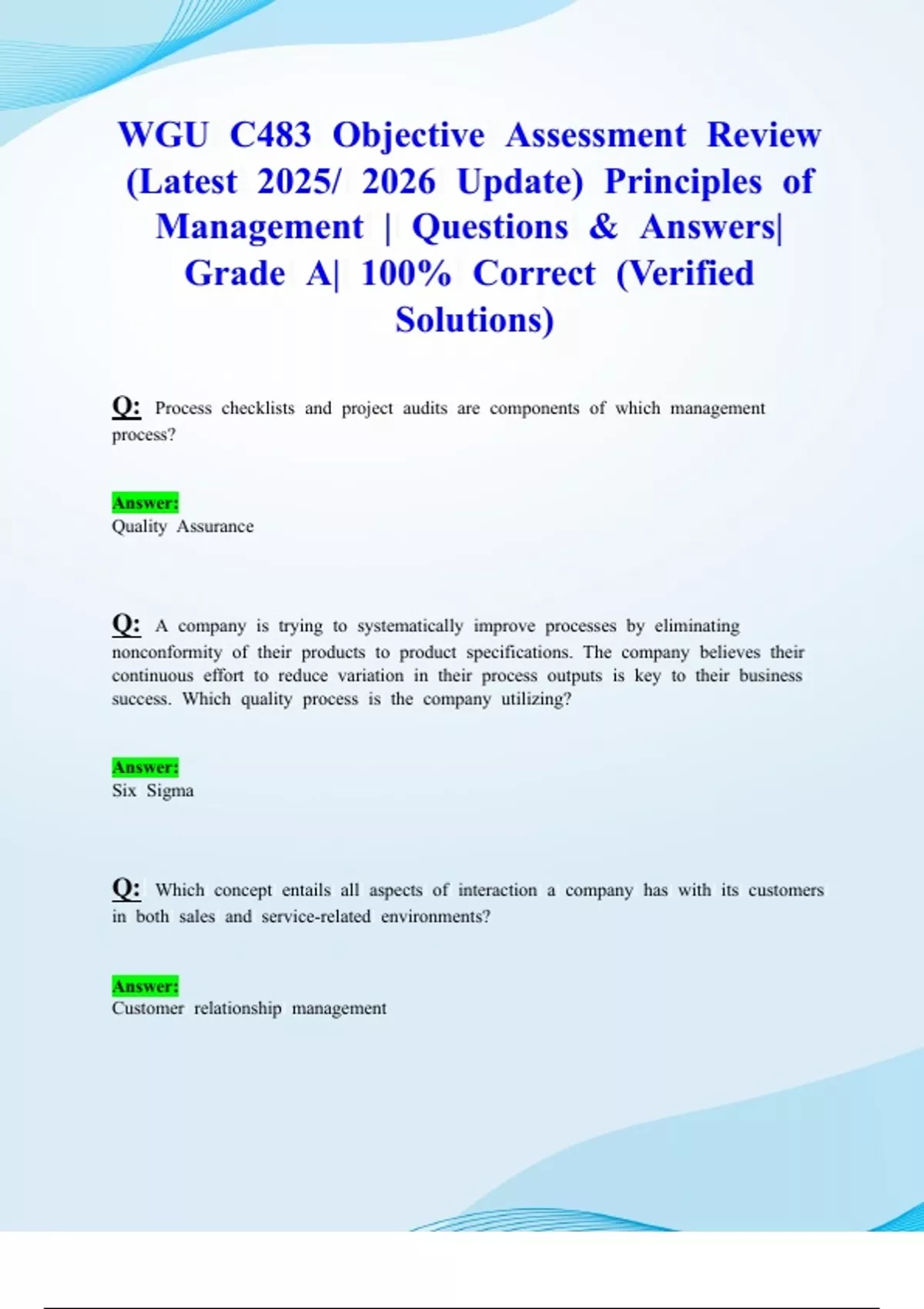 WGU C483 Objective Assessment Review (Latest 2025/ 2026 Update ...