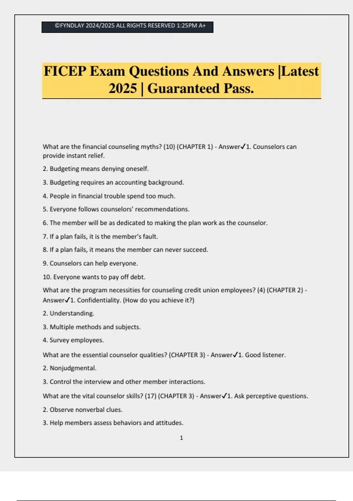FICEP Exam Questions And Answers |Latest 2025 | Guaranteed Pass ...