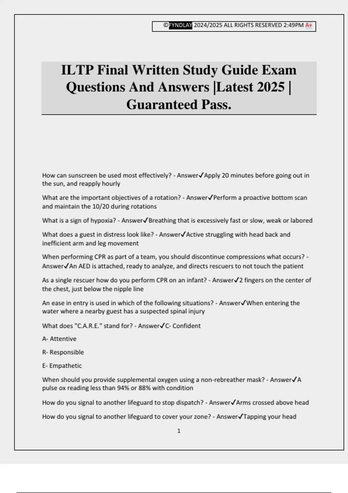 ILTP Final Written Study Guide Exam Questions And Answers |Latest 2025 ...