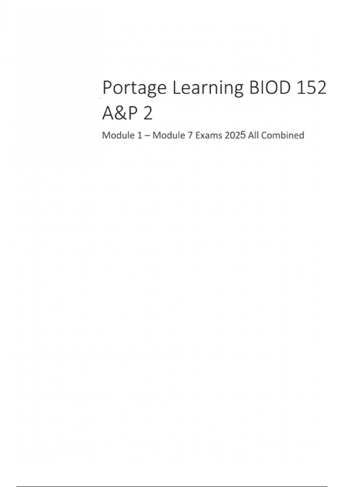 PORTAGE LEARNING AP2 BIOD 152 MODULE 1 – 7 EXAMS All in One 2025/2026 UPDATE | QUESTIONS WITH ...