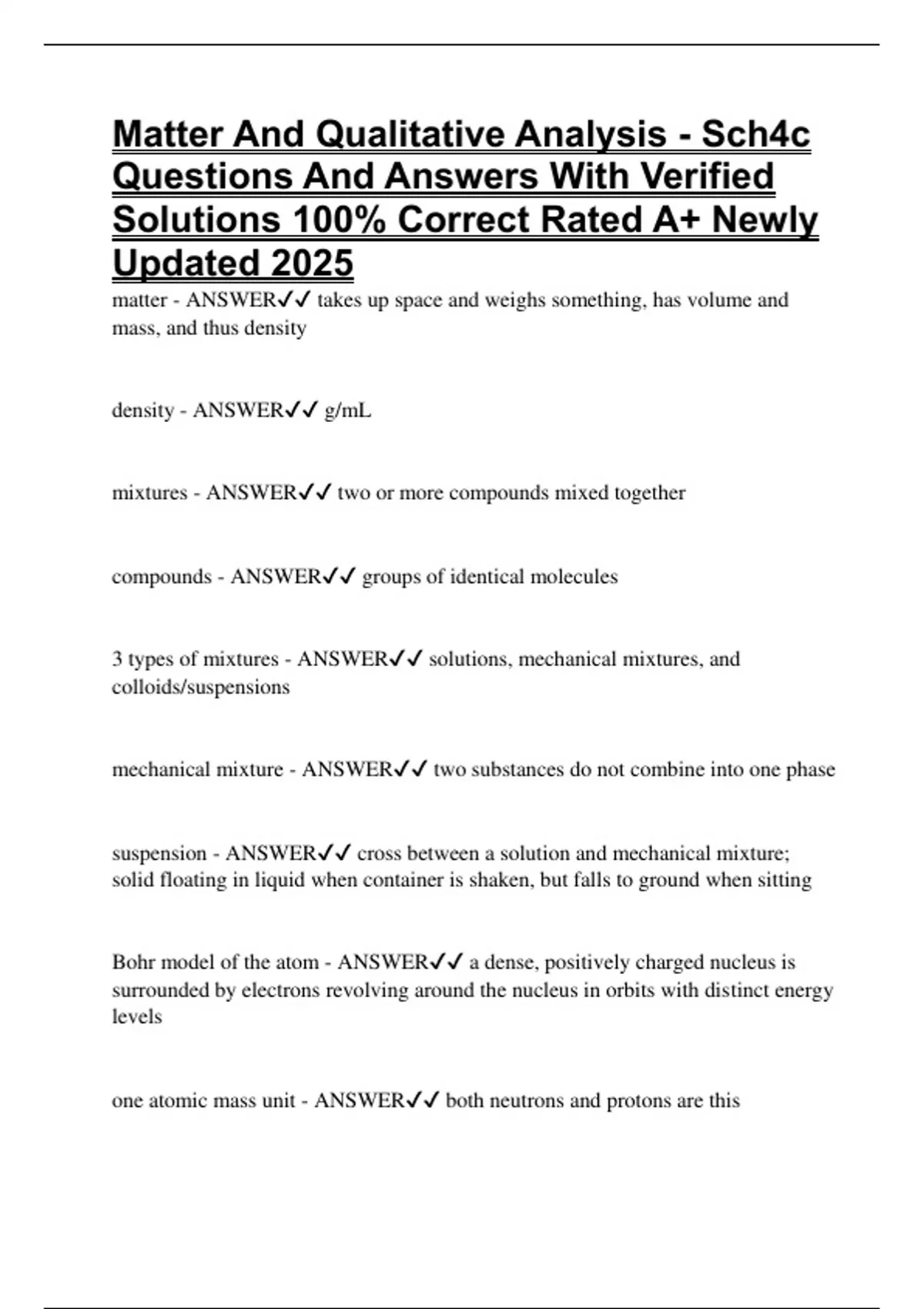 Matter And Qualitative Analysis - Sch4c Questions And Answers With ...