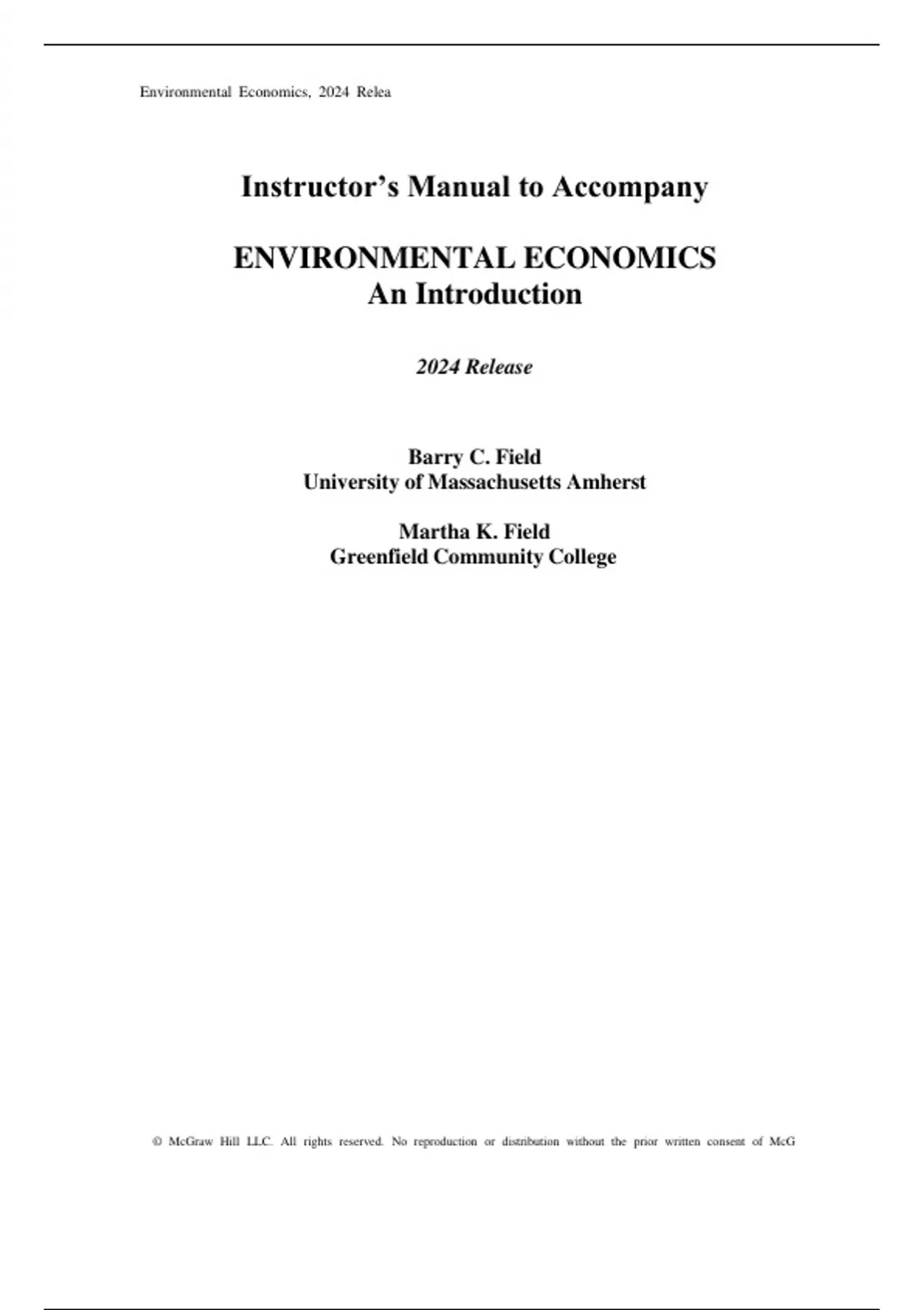Solution Manual For Environmental Economics, An Introduction 2024 ...