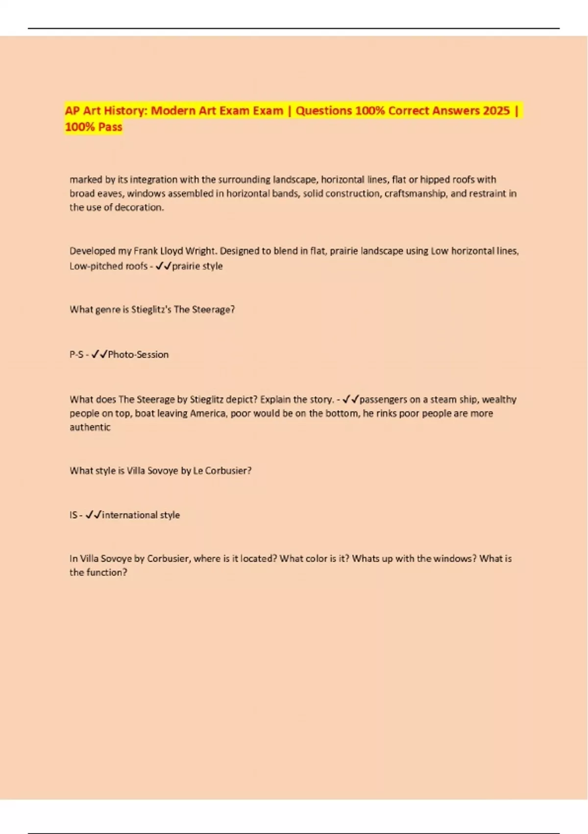 AP Art History Exam | Questions 100% Correct Answers 2025 | 100% Pass ...