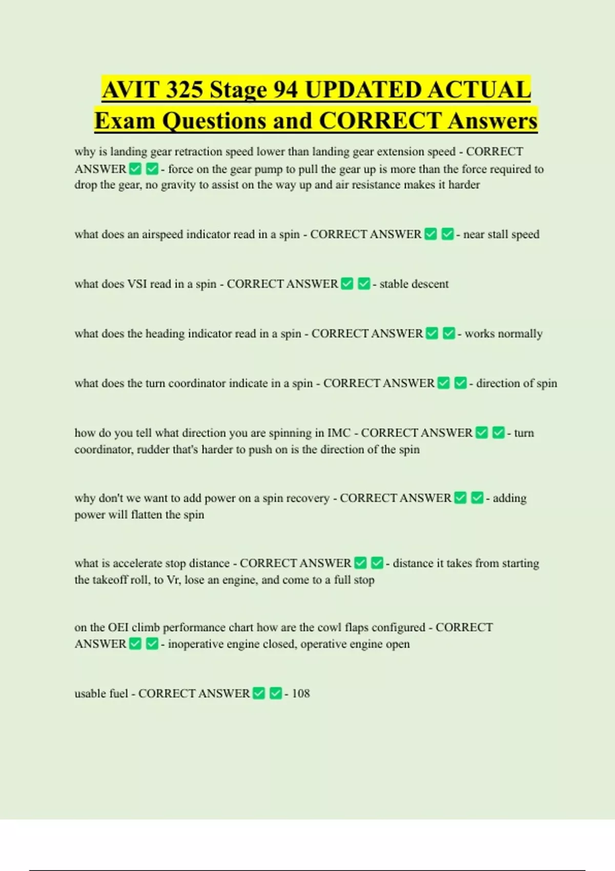 AVIT 325 Stage 94 UPDATED ACTUAL Exam Questions and CORRECT Answers ...