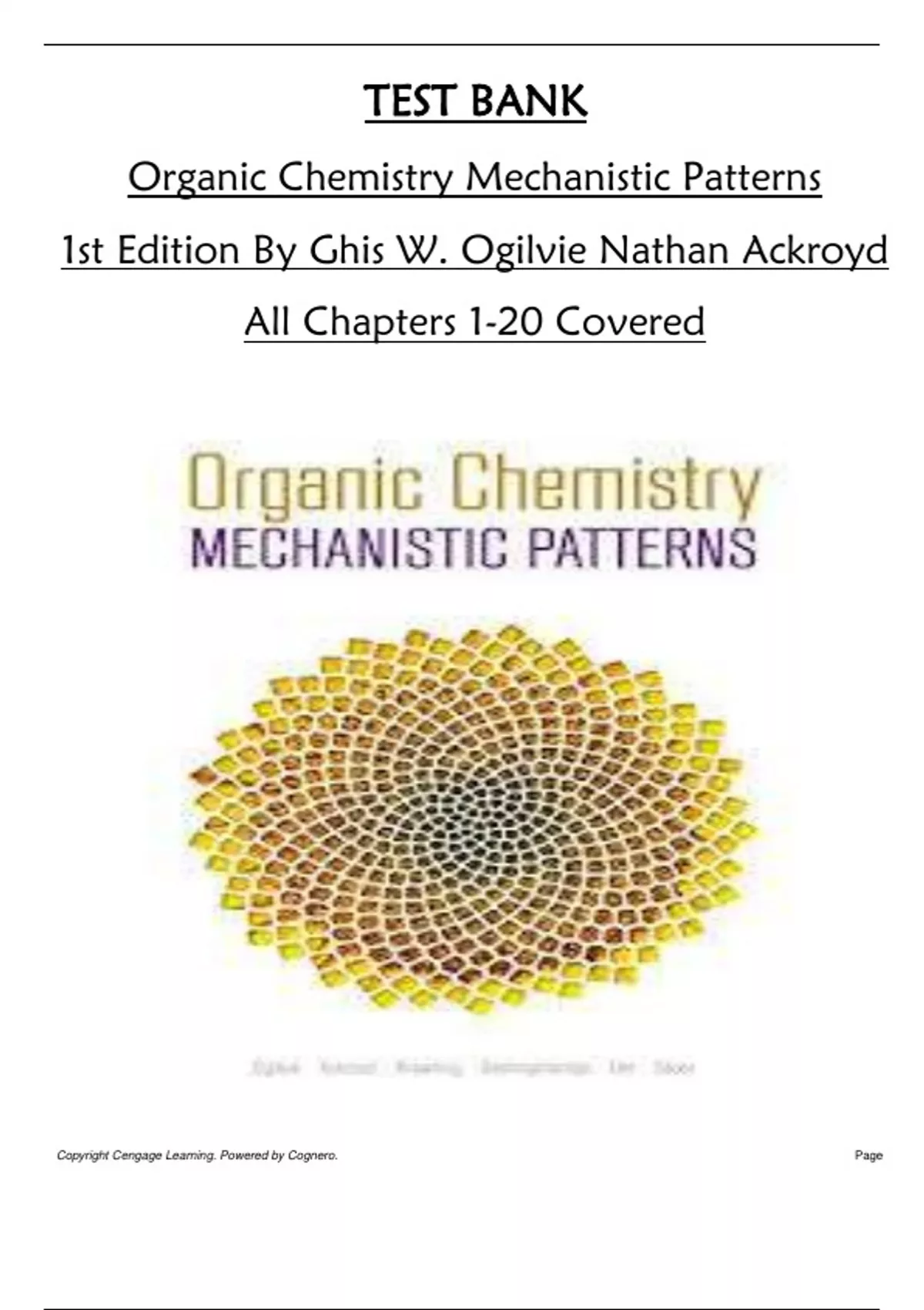 TEST BANK for Organic Chemistry Mechanistic Patterns 1st Edition By ...