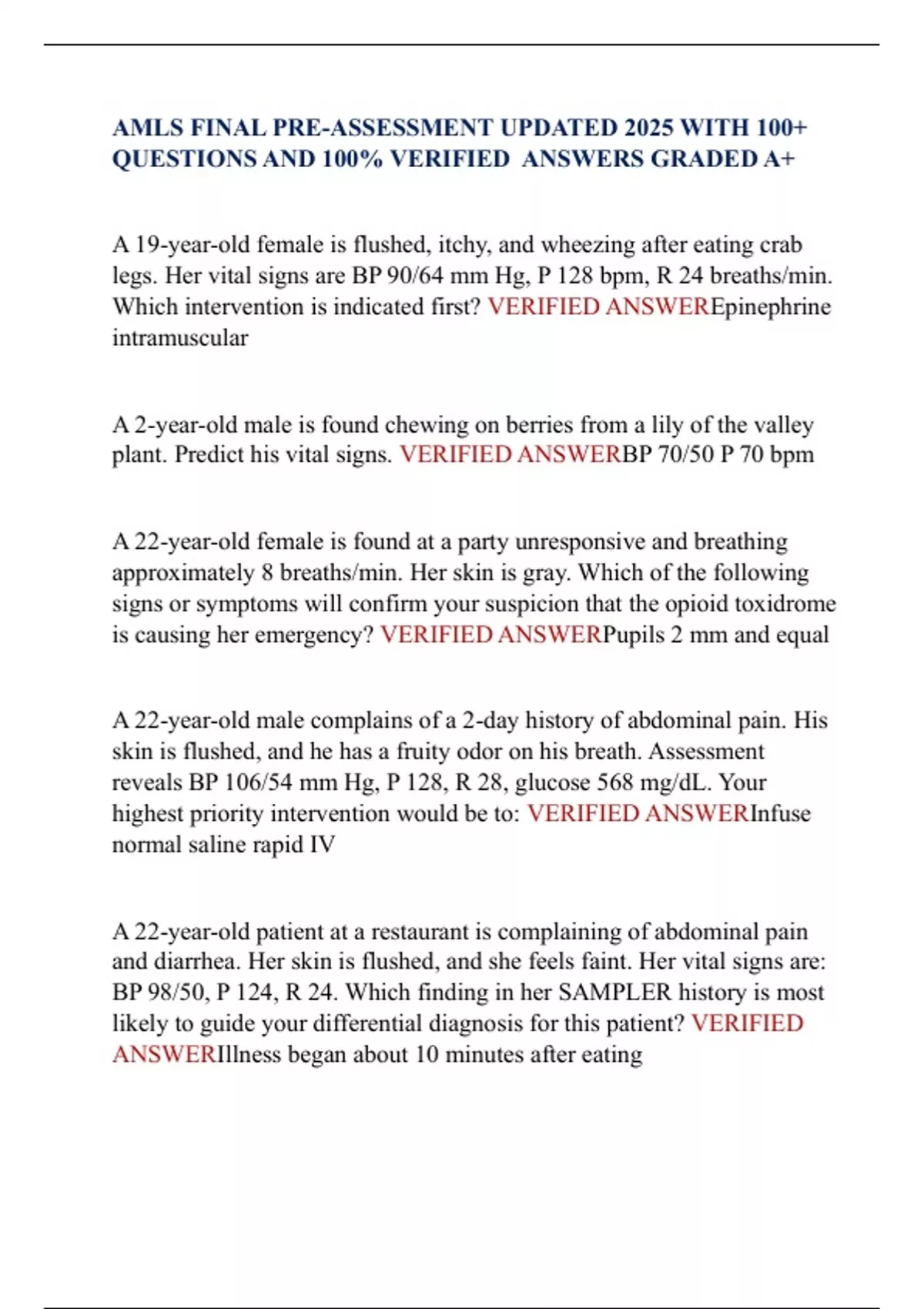 AMLS FINAL PRE-ASSESSMENT UPDATED 2025 WITH 100+ QUESTIONS AND 100% ...