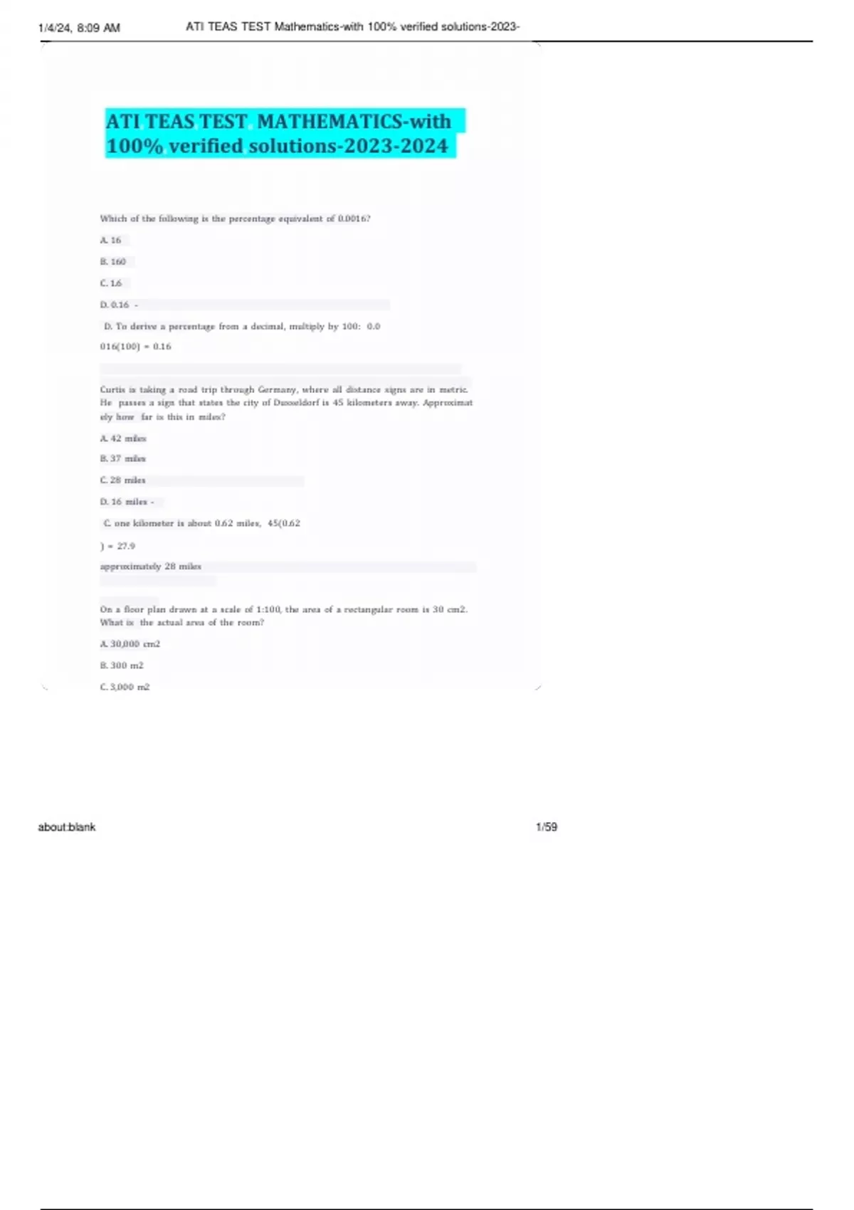 Ati teas test mathematics with 100 verified solutions.pdf - Ati teas ...