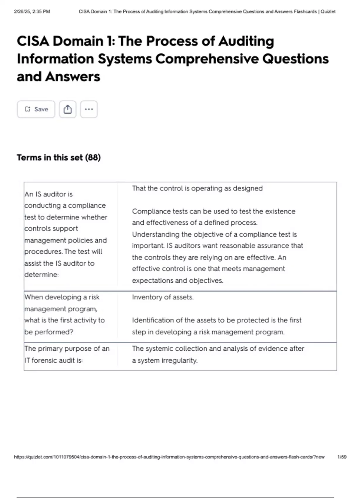 CISA Domain 1: The Process of Auditing Information Systems Comprehensive Questions and Answers ...