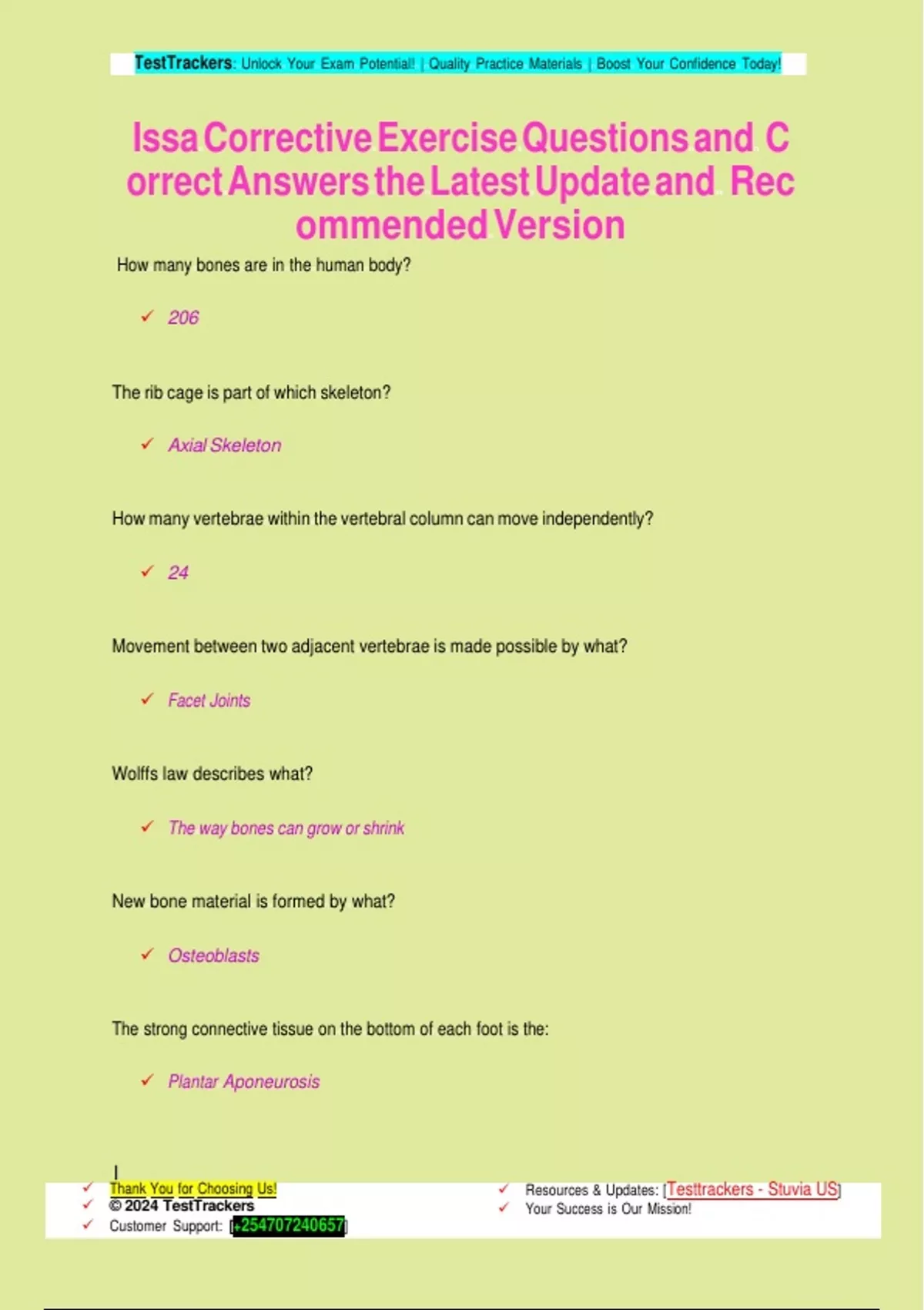 ISSA Corrective Exercise Questions and Answers Graded A 2023.pdf - ISSA - Stuvia US