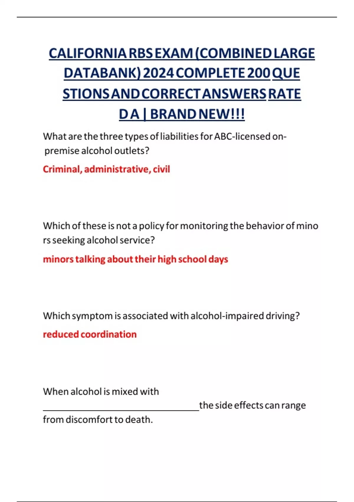 RBS EXAM WITH 100 CORRECT ANSWERS 2021.pdf - RBS - Stuvia US