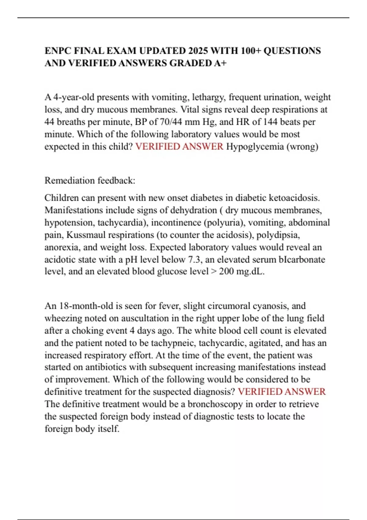 ENPC FINAL EXAM UPDATED 2025 WITH 100+ QUESTIONS AND VERIFIED ANSWERS ...