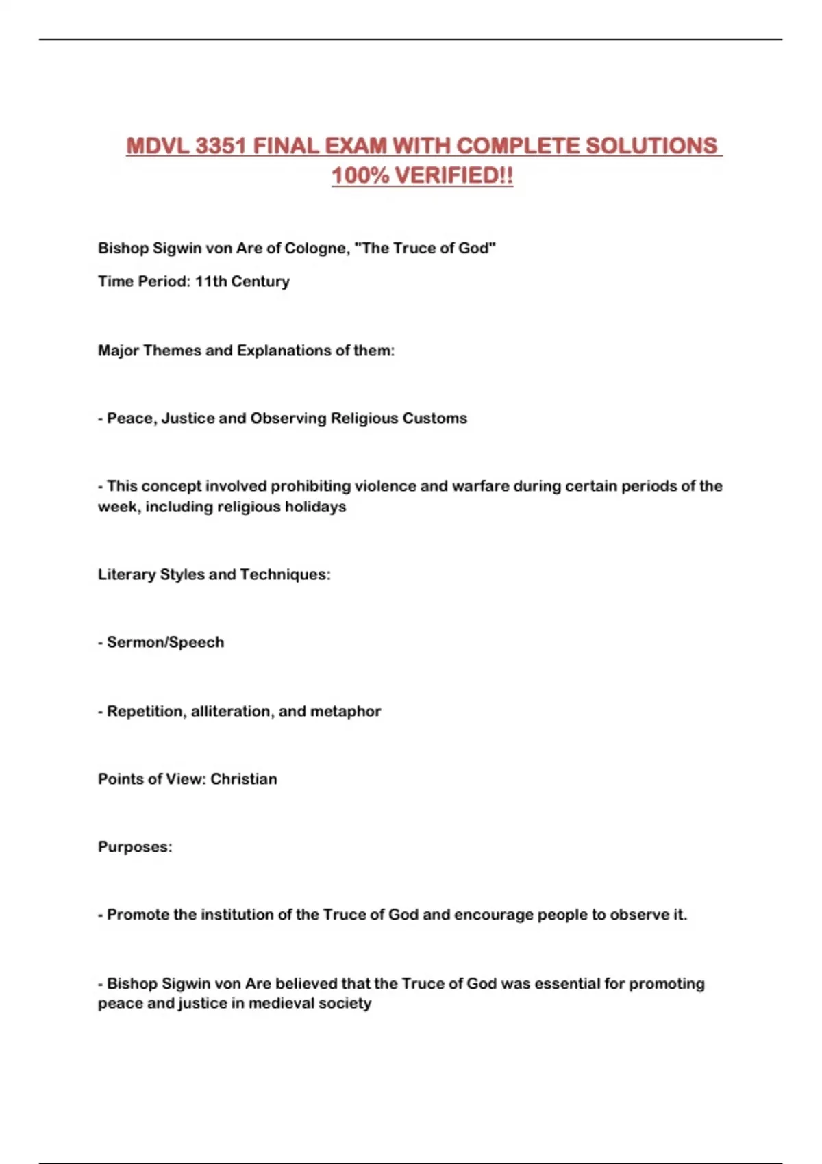 MDVL 3351 FINAL EXAM WITH COMPLETE SOLUTIONS 100% VERIFIED!! - MDVL 3351 - Stuvia US