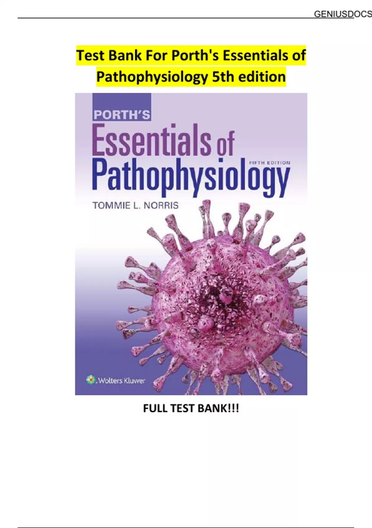 Test Bank For Porths Essentials of Pathophysiology 5th Edition By ...