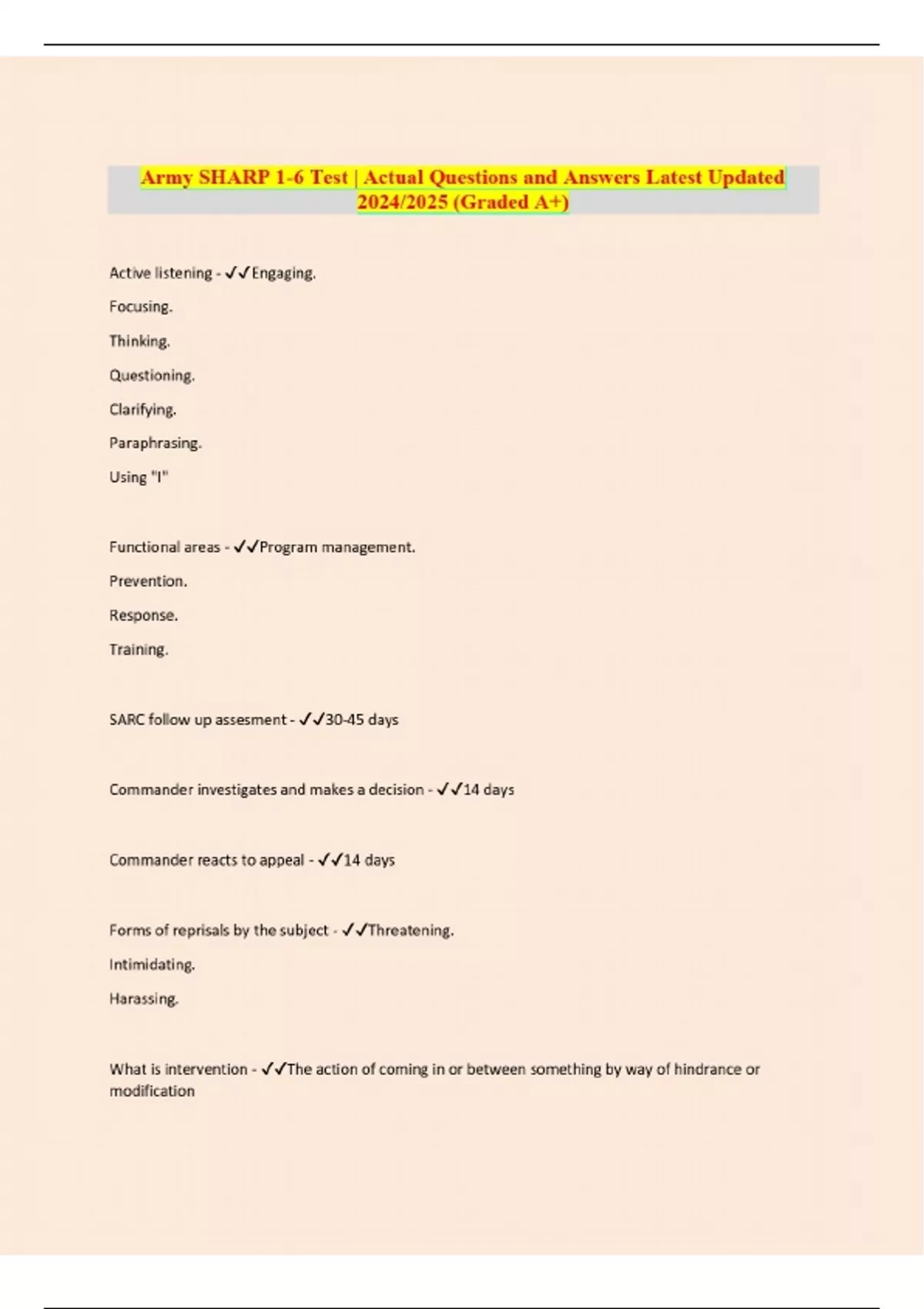SHARP Test | Actual Questions and Answers Latest Updated 2024/2025 ...