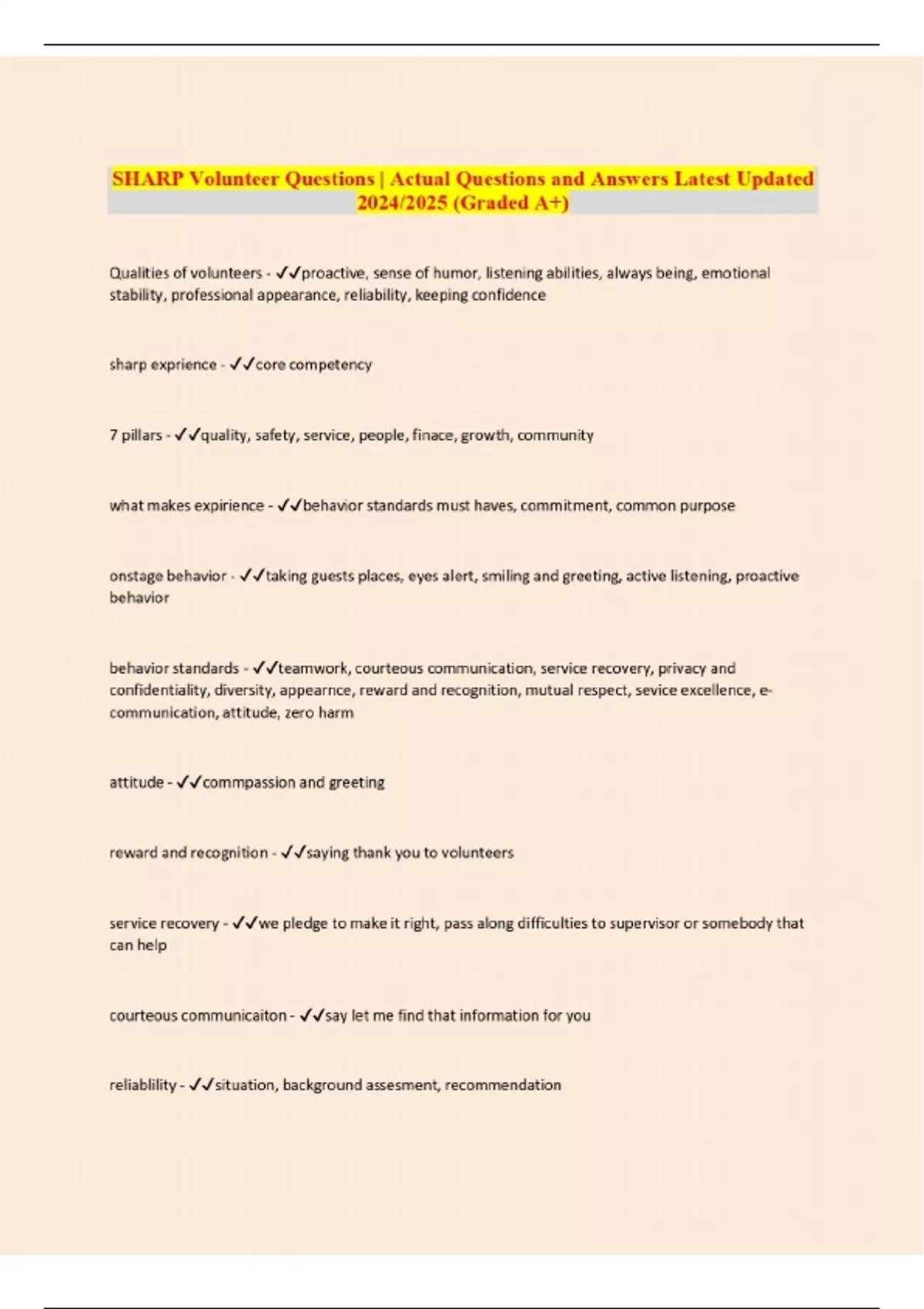 SHARP Exam | Actual Questions and Answers Latest Updated 2024/2025 ...