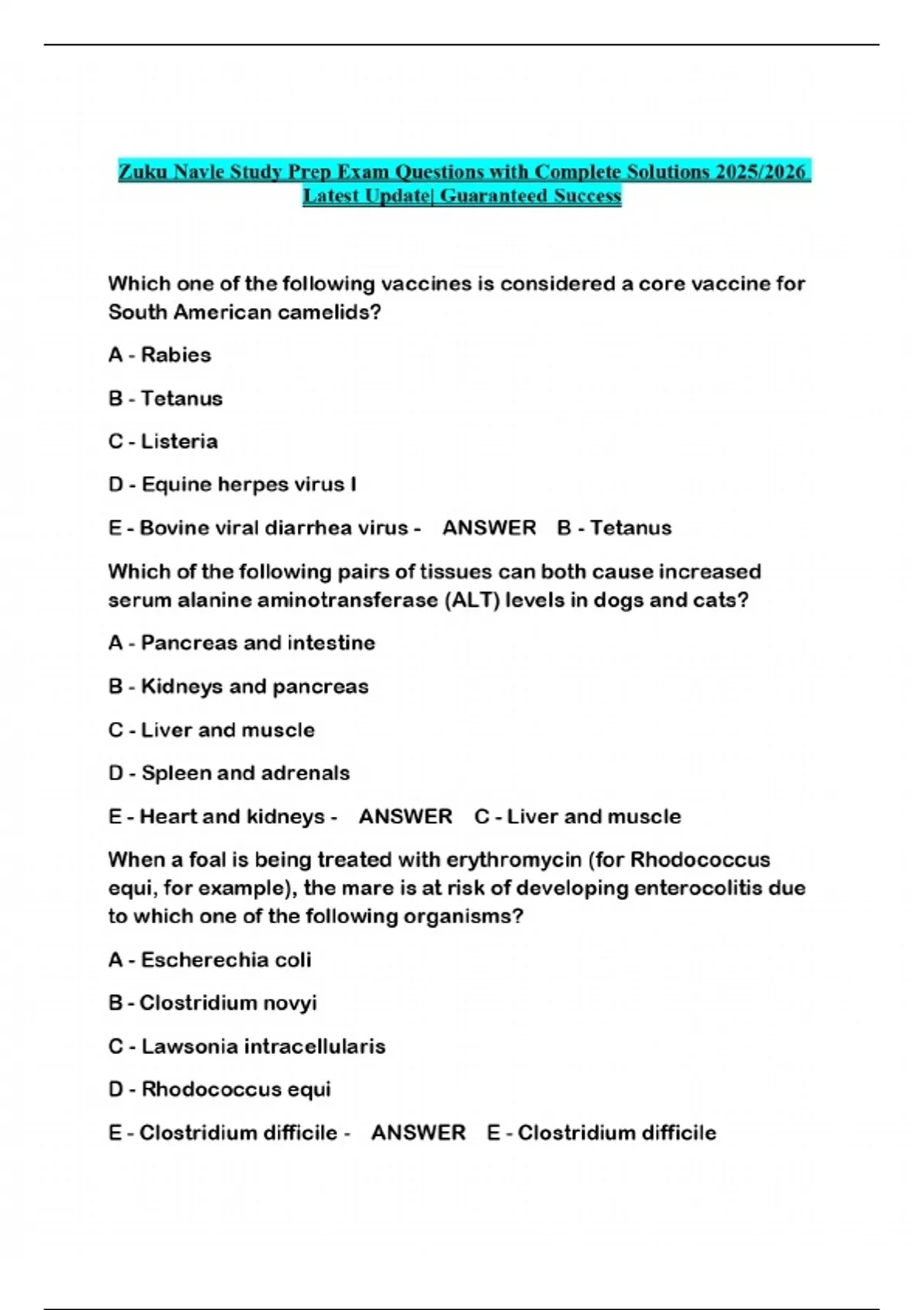 Zuku Navle Study Prep Exam Questions with Complete Solutions 2025/2026 ...