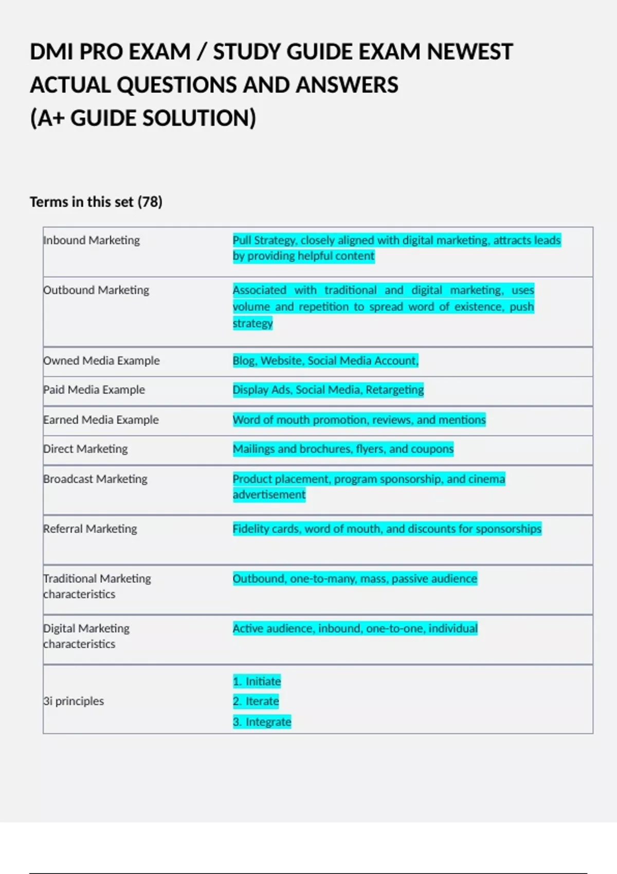 DMI PRO EXAM / STUDY GUIDE EXAM NEWEST ACTUAL QUESTIONS AND ANSWERS (A+ GUIDE SOLUTION) - DMI ...