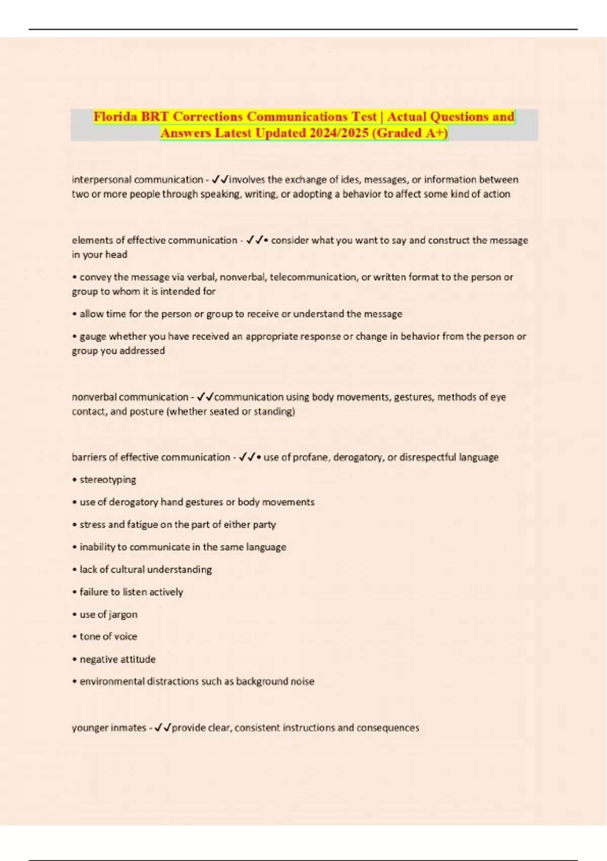 BRT exam | Actual Questions and Answers Latest Updated 2024/2025 ...