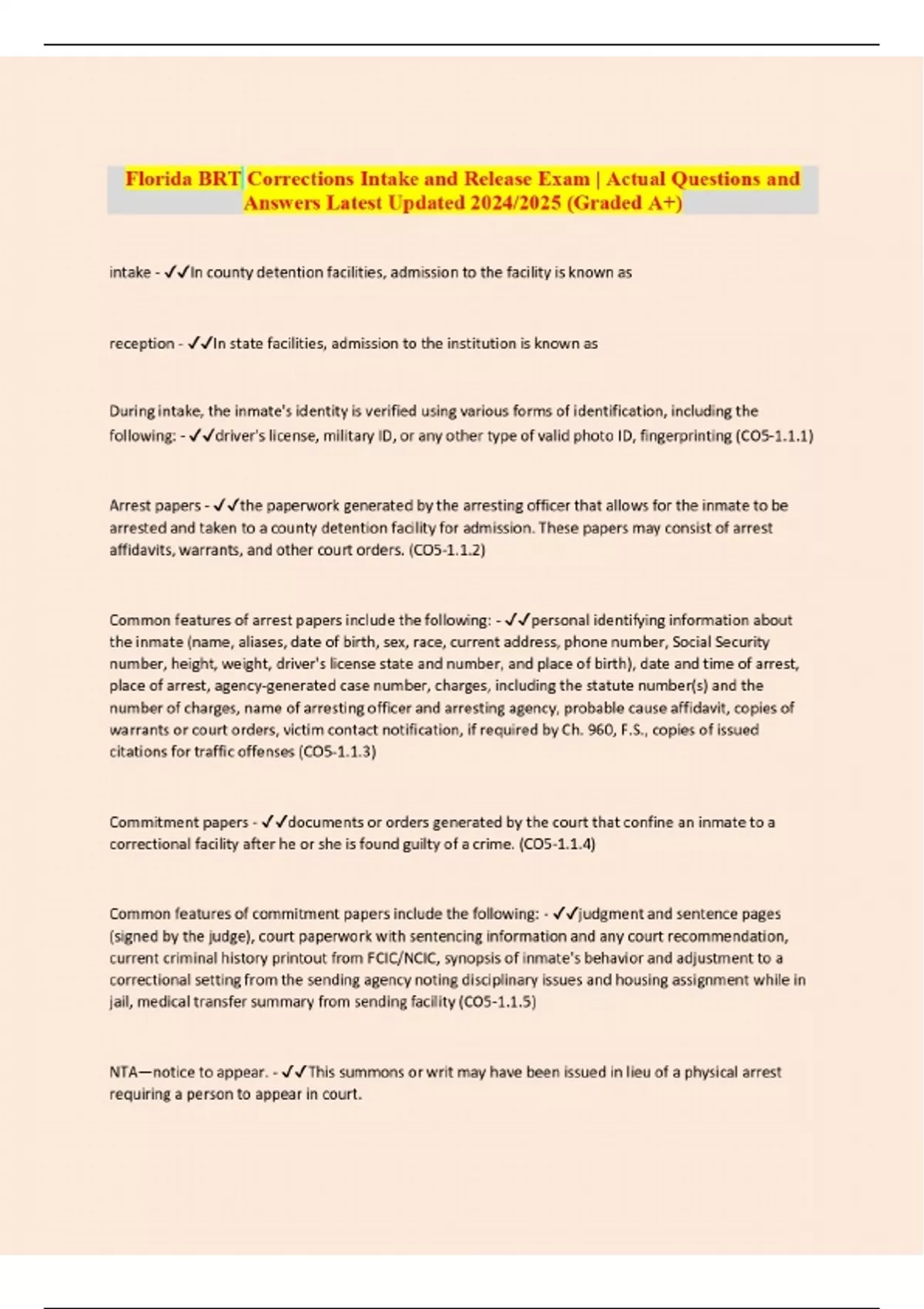 BRT exam | Actual Questions and Answers Latest Updated 2024/2025 ...