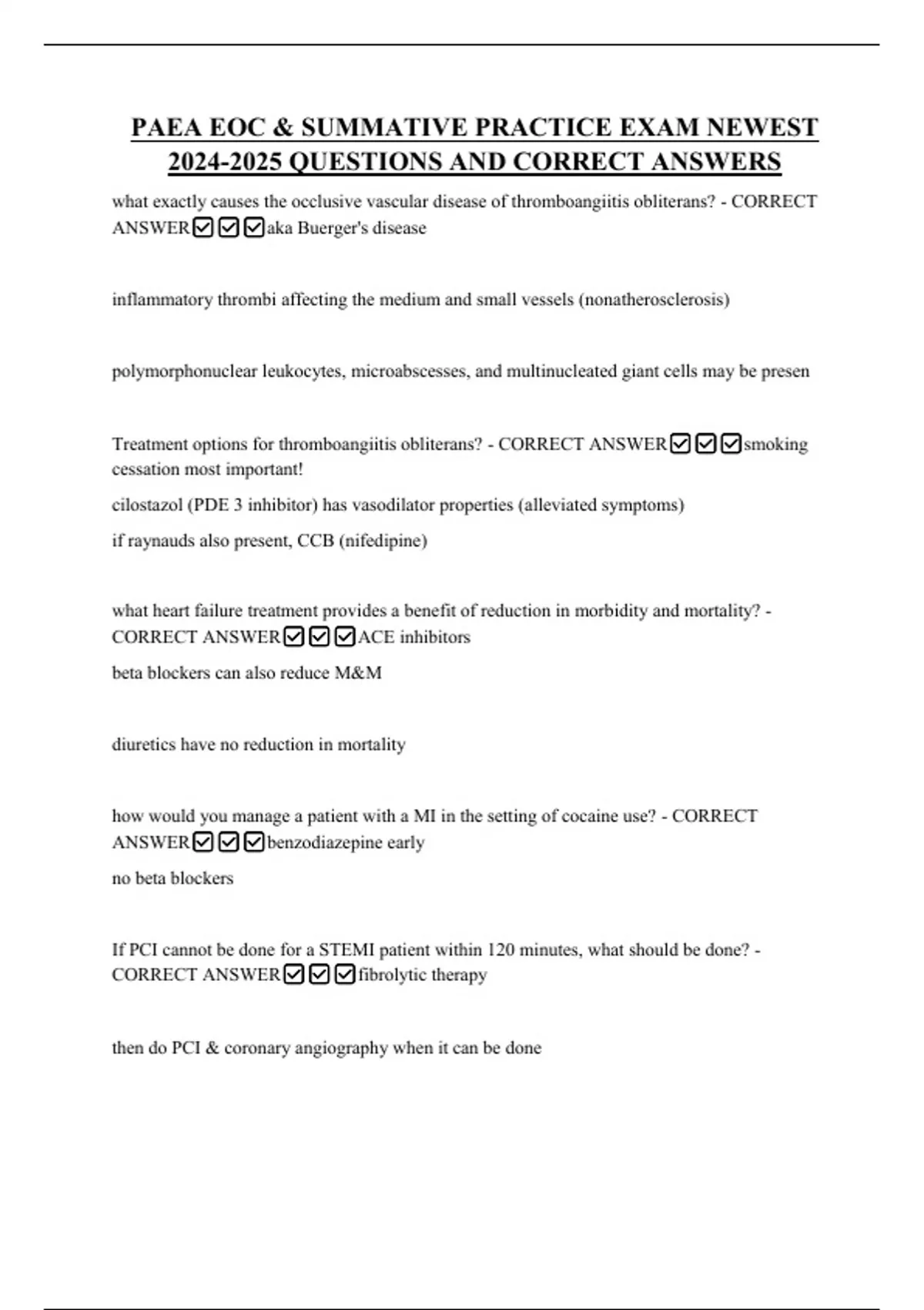PAEA EOC & SUMMATIVE PRACTICE EXAM NEWEST QUESTIONS AND CORRECT ANSWERS ...