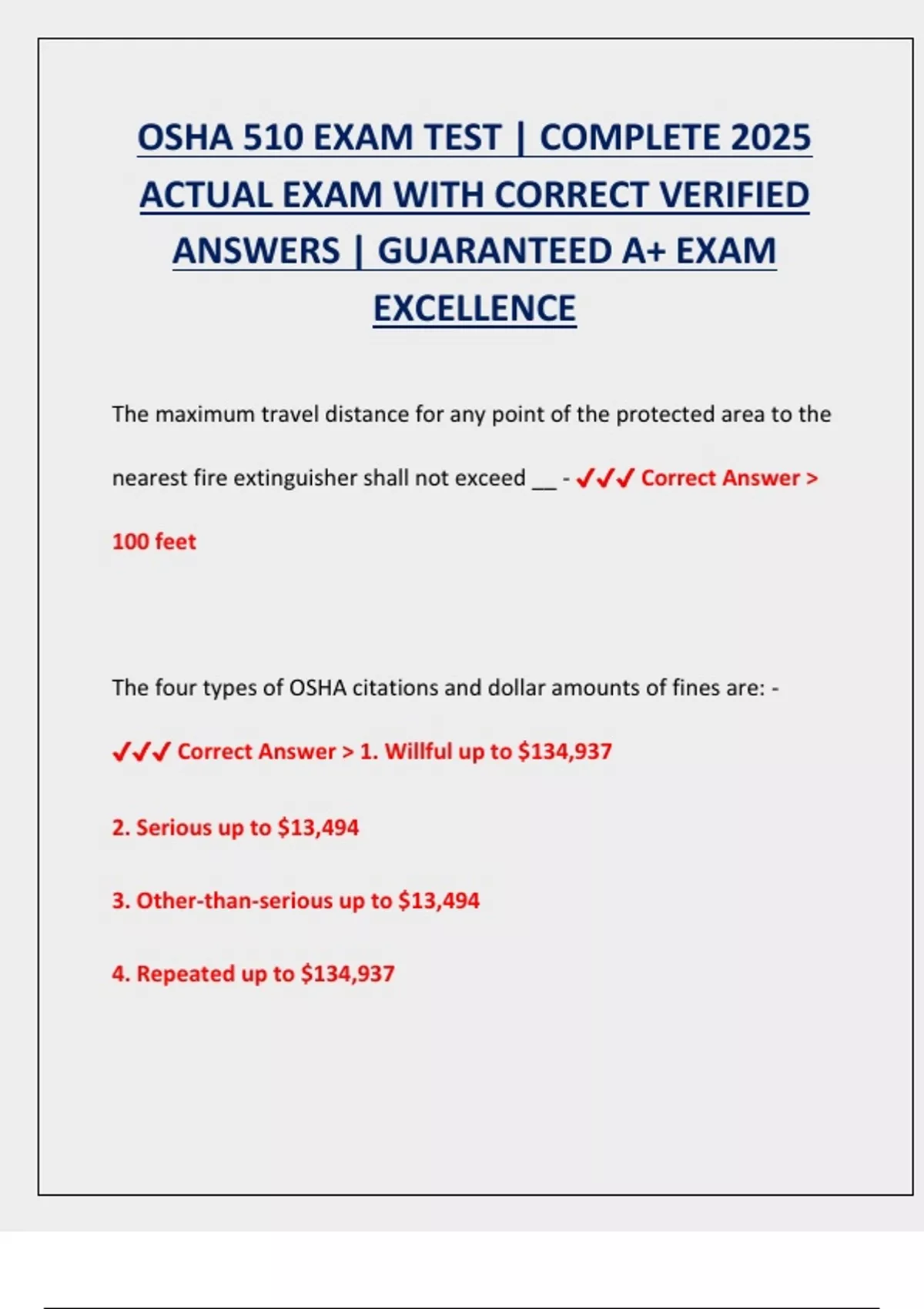 OSHA 510 EXAM TEST | COMPLETE 2025 ACTUAL EXAM WITH CORRECT VERIFIED ...