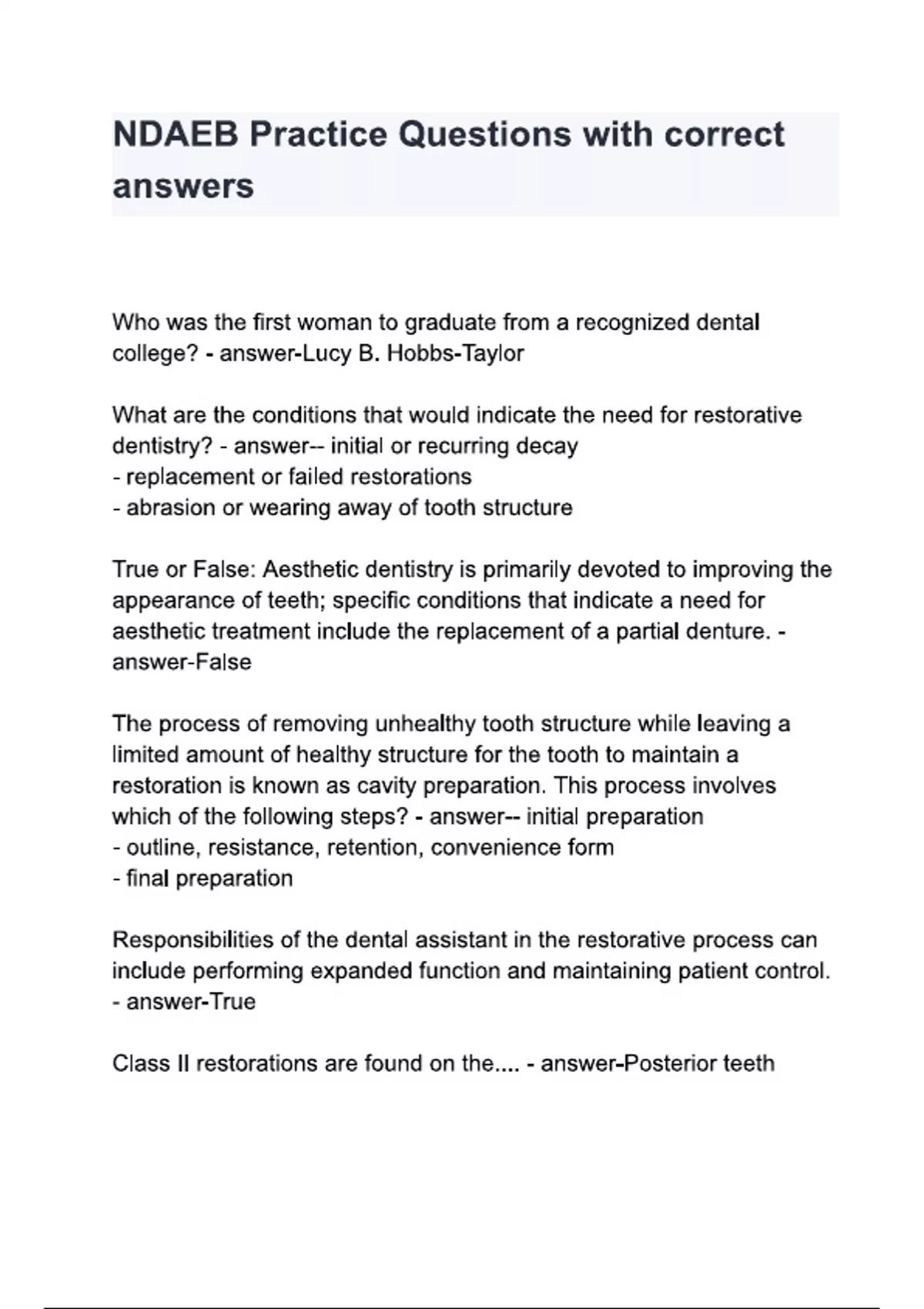 Ndaeb Practice Questions With Correct Answers Ndaeb Stuvia Us