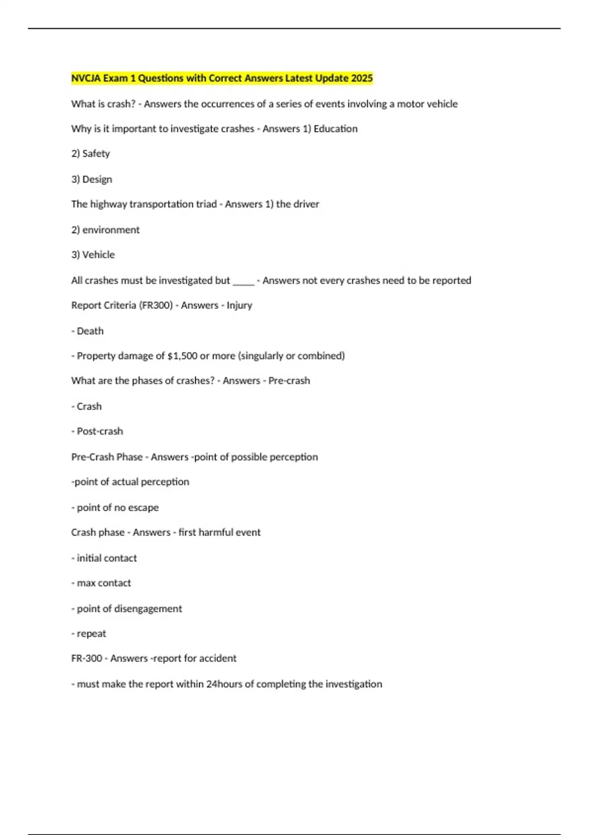 NVCJA Exam 1 Questions with Correct Answers Latest Update 2025 - NVCJA ...