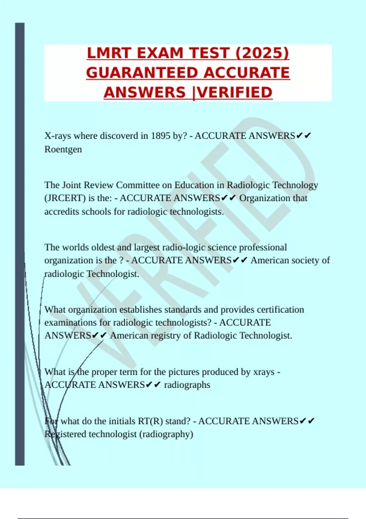 LMRT EXAM TEST (2025) GUARANTEED ACCURATE ANSWERS |VERIFIED - LMRT ...