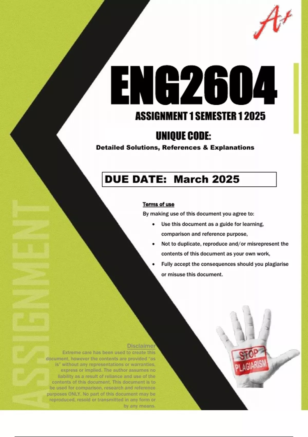 ENG2604 assignment 1 semester 1 2025 - Creative Writing for Public ...