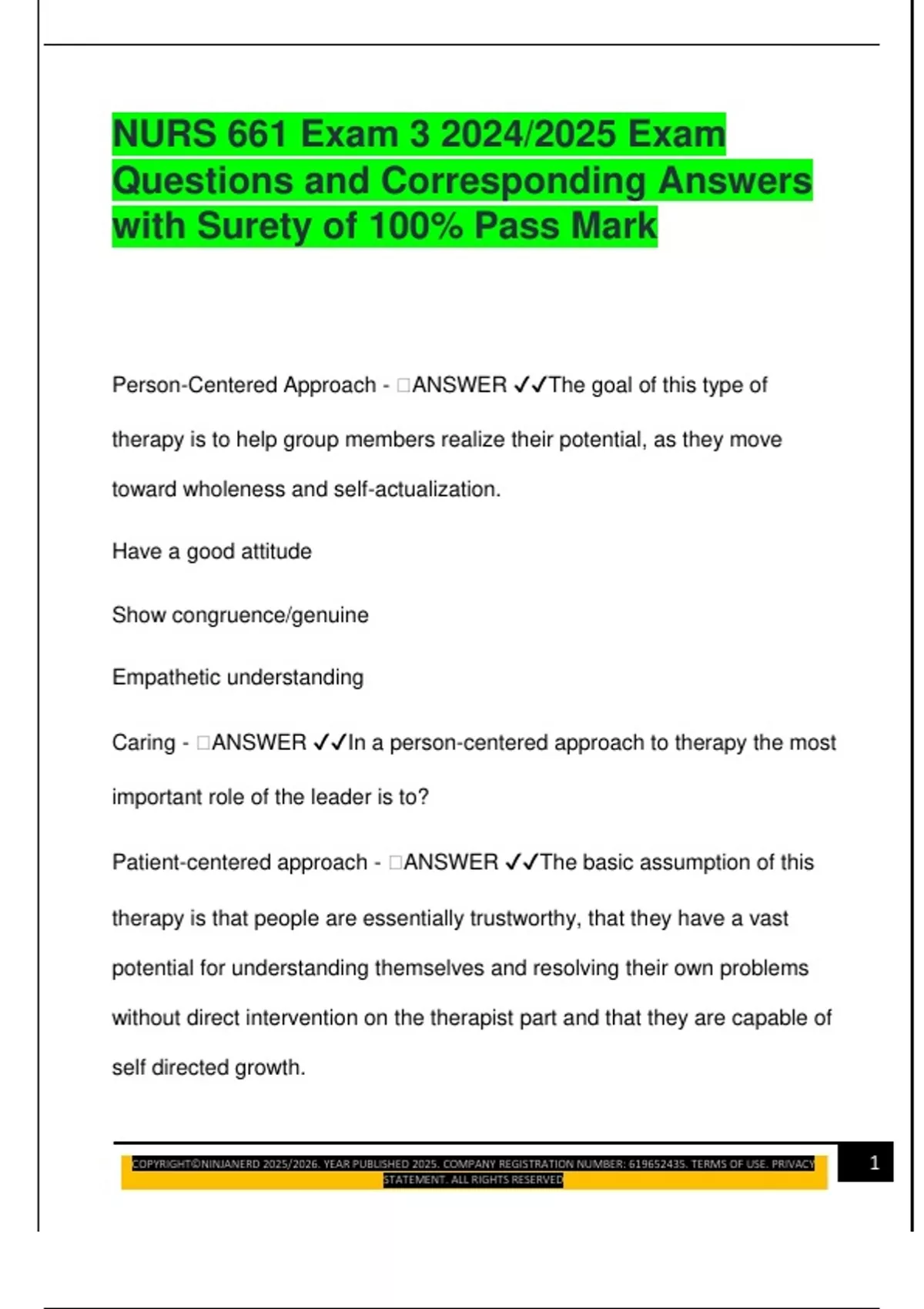 NURS 661 Exam 3 2024/2025 Exam Questions and Corresponding Answers with ...