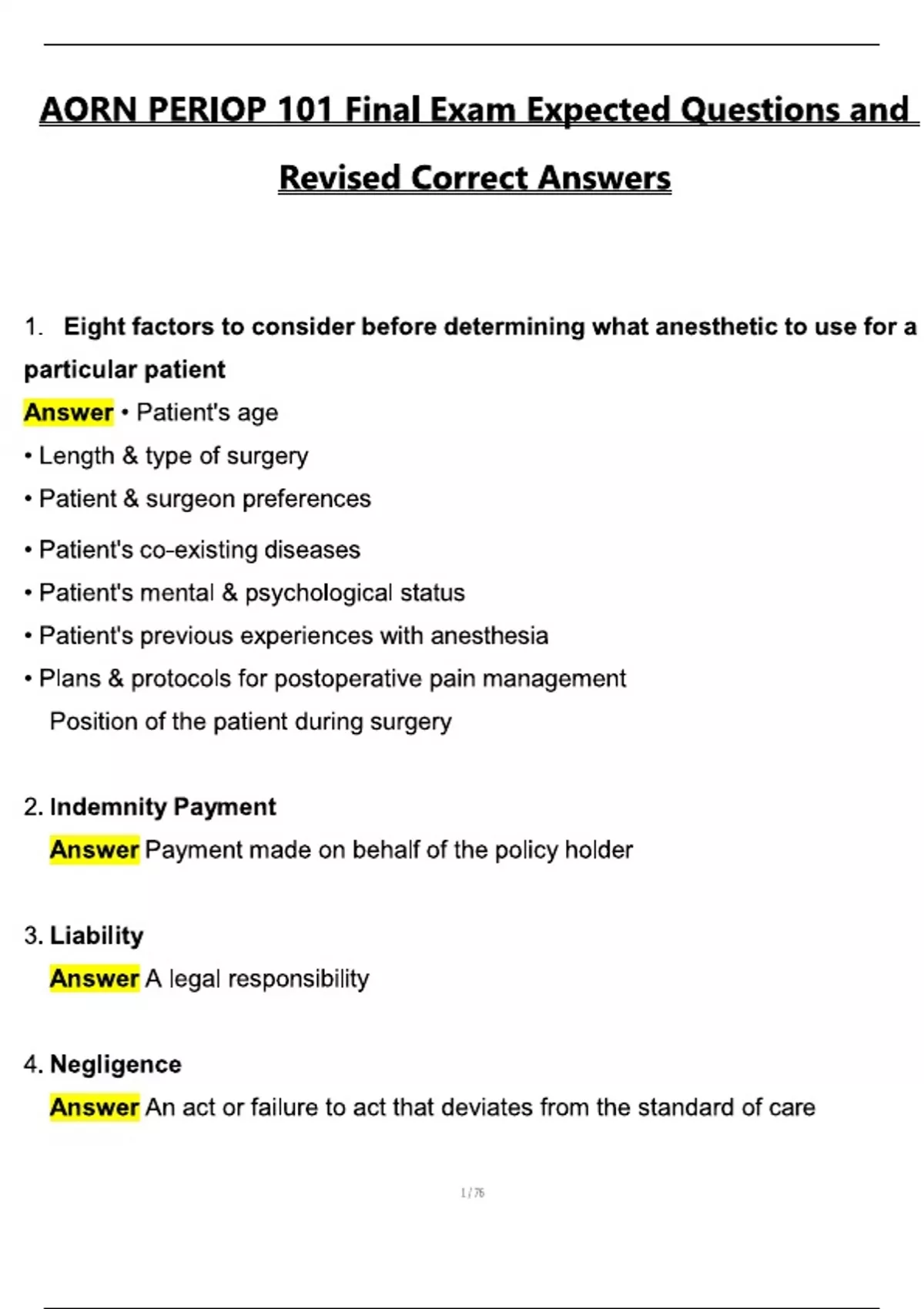 AORN Periop 101 Final Exam (Latest 2025 / 2026 Update) Expected ...