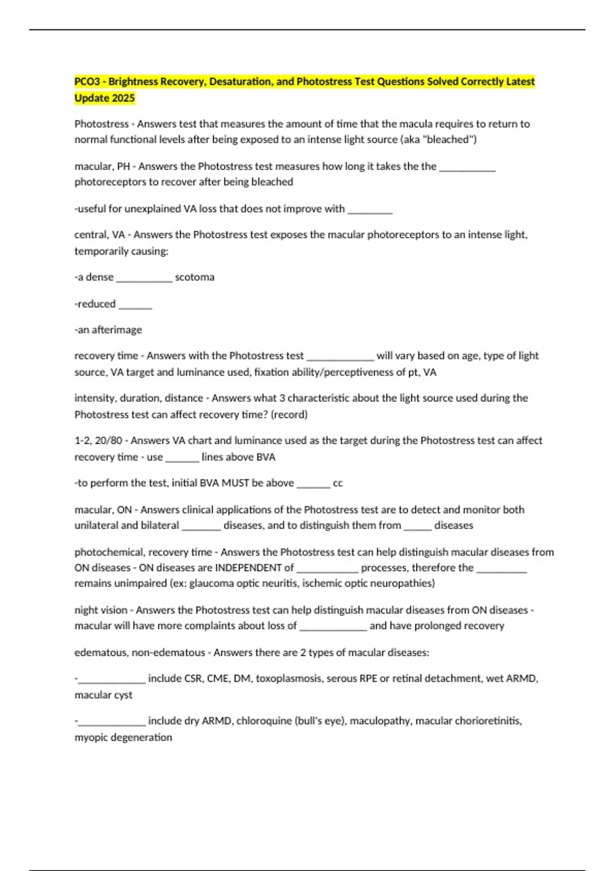 PCO3 - Brightness Recovery, Desaturation, and Photostress Test ...