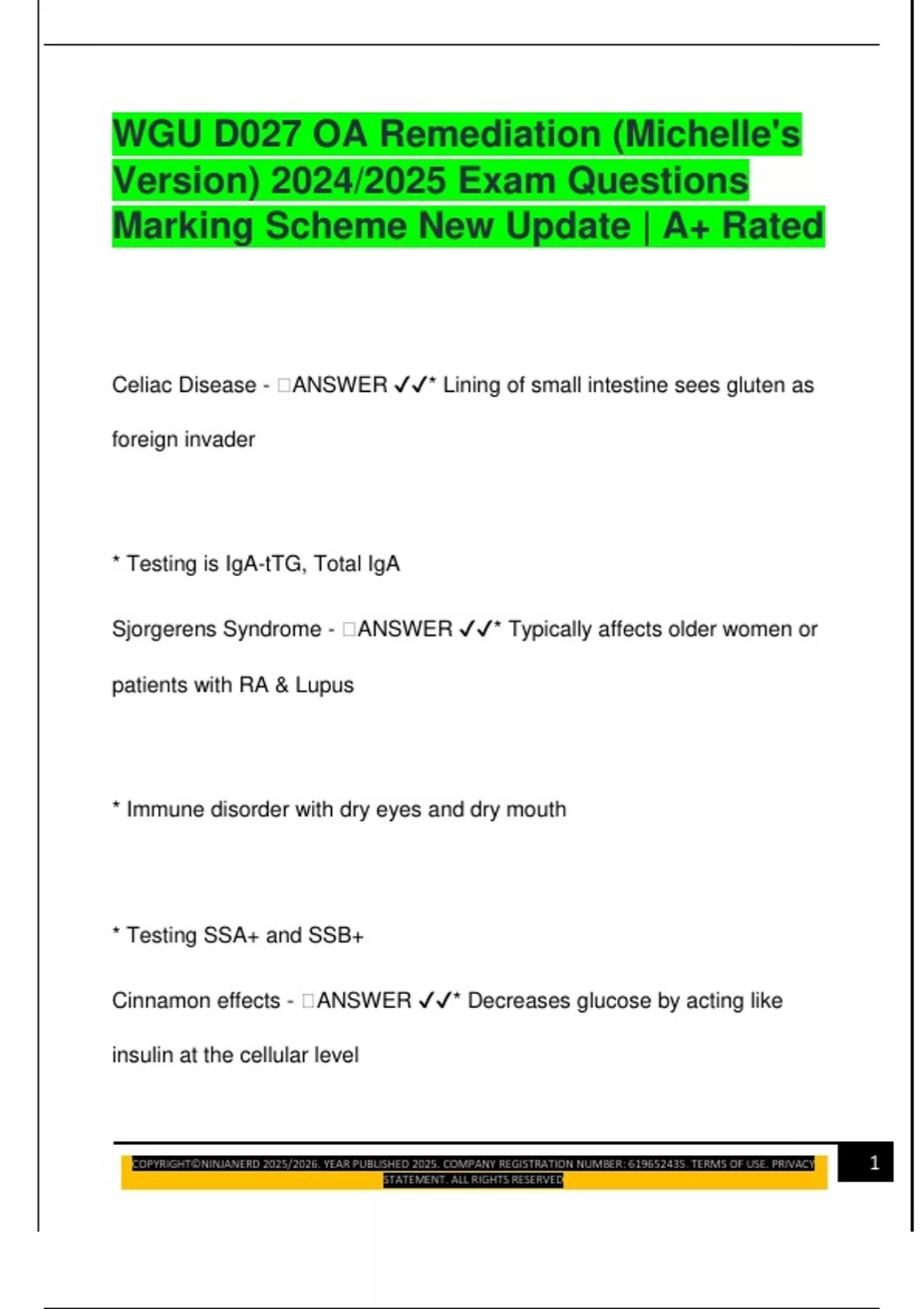 WGU D027 OA Remediation (Michelle's Version) 2024/2025 Exam Questions ...