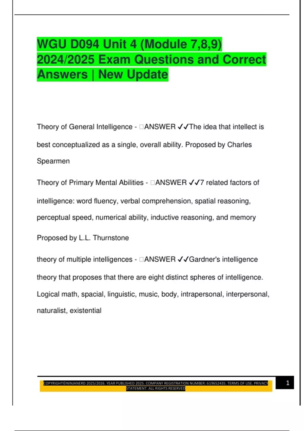 WGU D094 Unit 4 (Module 7,8,9) 2024/2025 Exam Questions and Correct ...