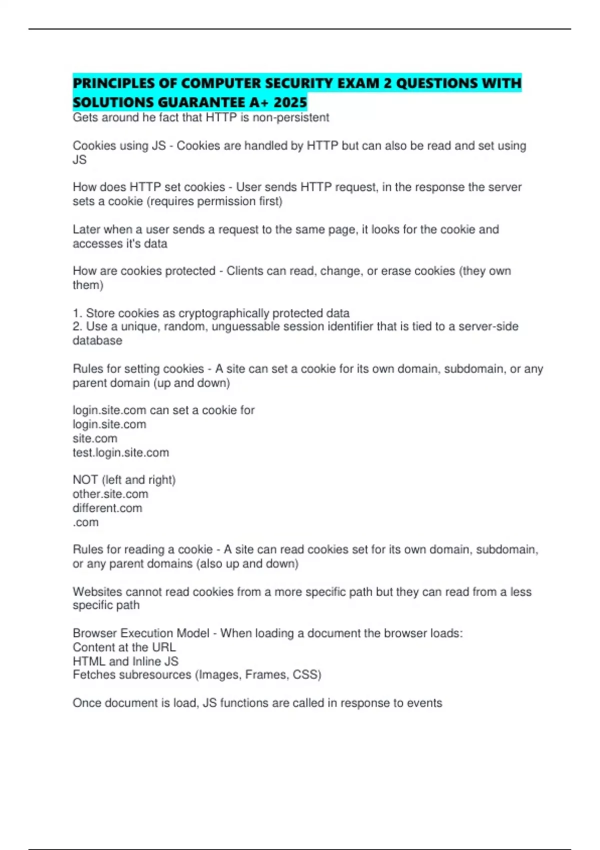 PRINCIPLES OF COMPUTER SECURITY EXAM 2 QUESTIONS WITH SOLUTIONS ...