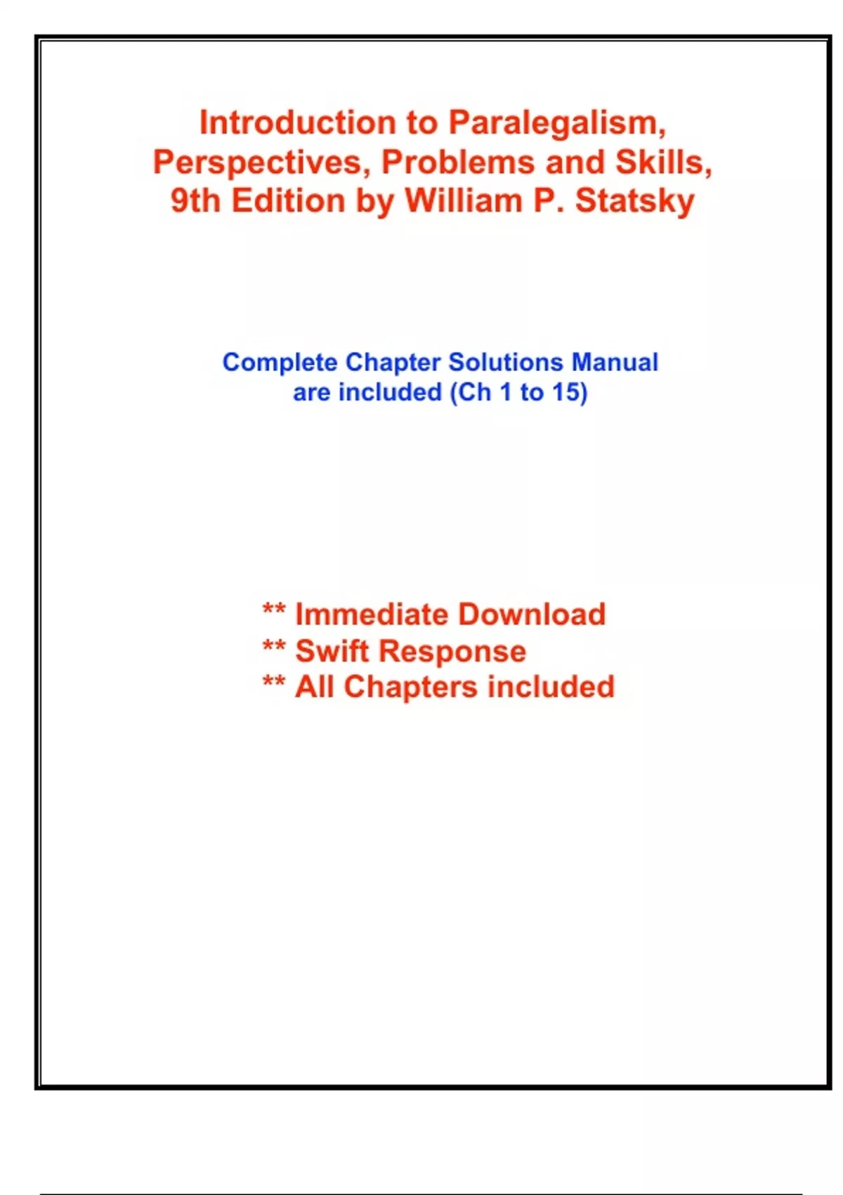 Solutions for Introduction to Paralegalism, Perspectives, Problems and ...