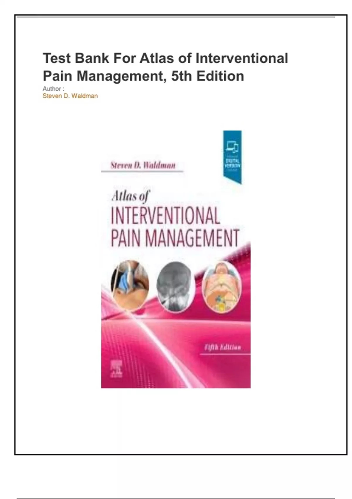 Test Bank For Atlas of Interventional Pain Management, 5th Edition ...