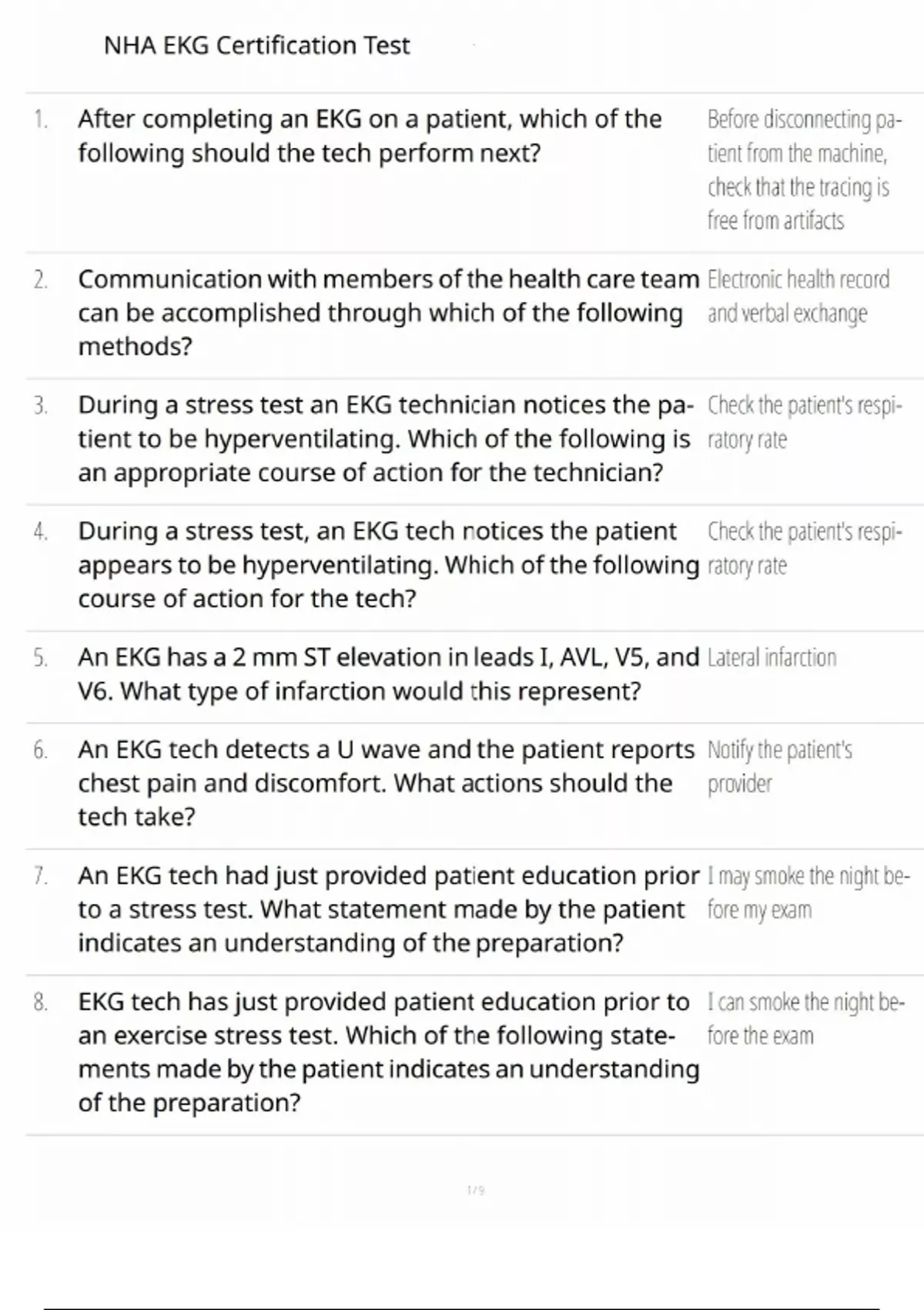 NHA EKG Certification Test 2025 - NHA EKG Certification - Stuvia US