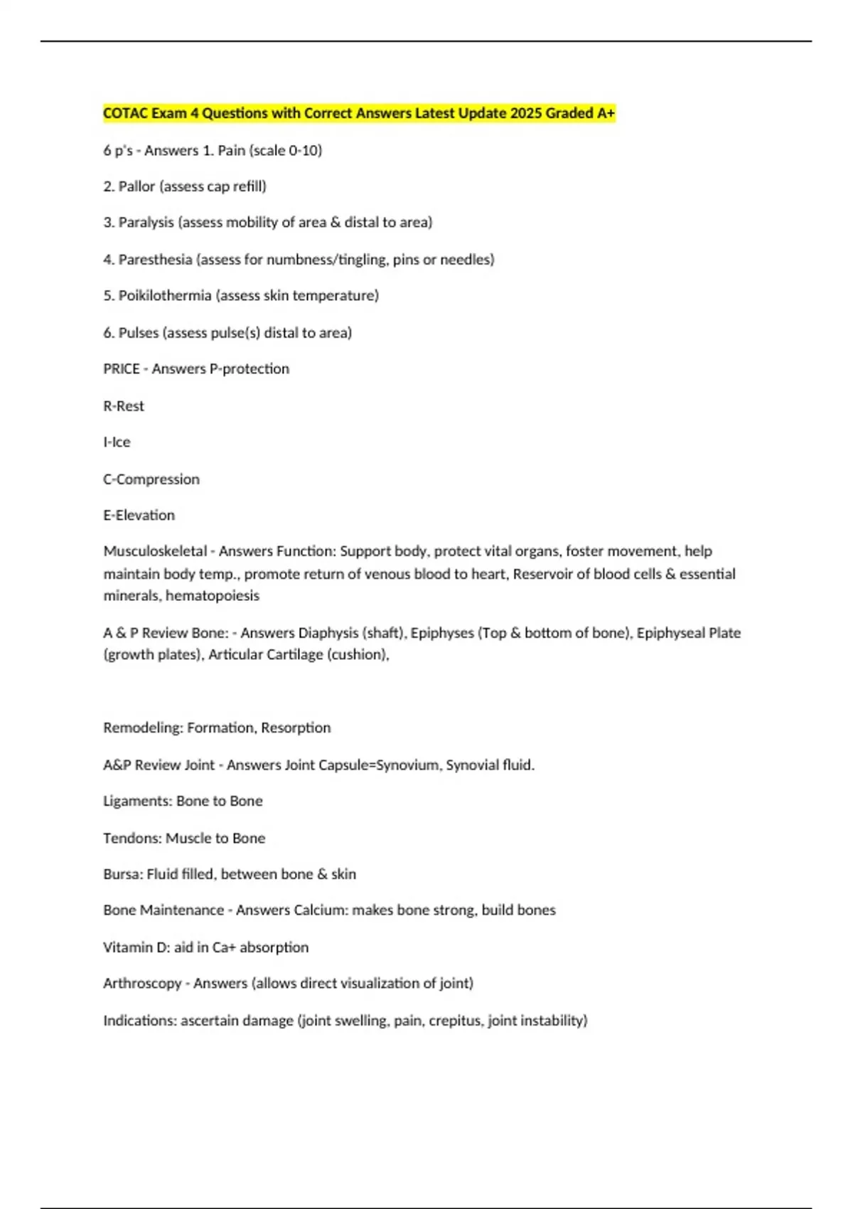 COTAC Exam 4 Questions with Correct Answers Latest Update 2025 Graded ...