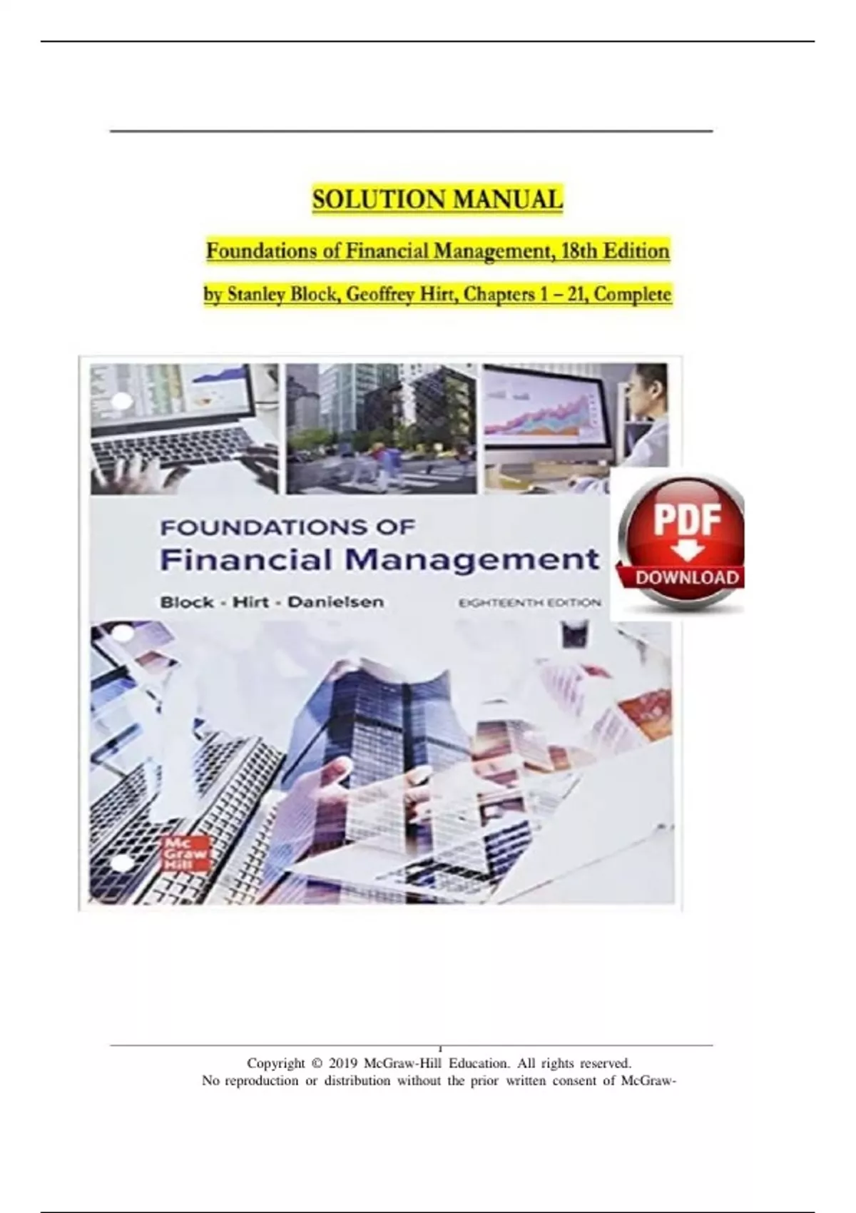 SOLUTION MANUAL FOR Foundations of Financial Management, 18th Edition by Stanley Block, Geoffrey ...