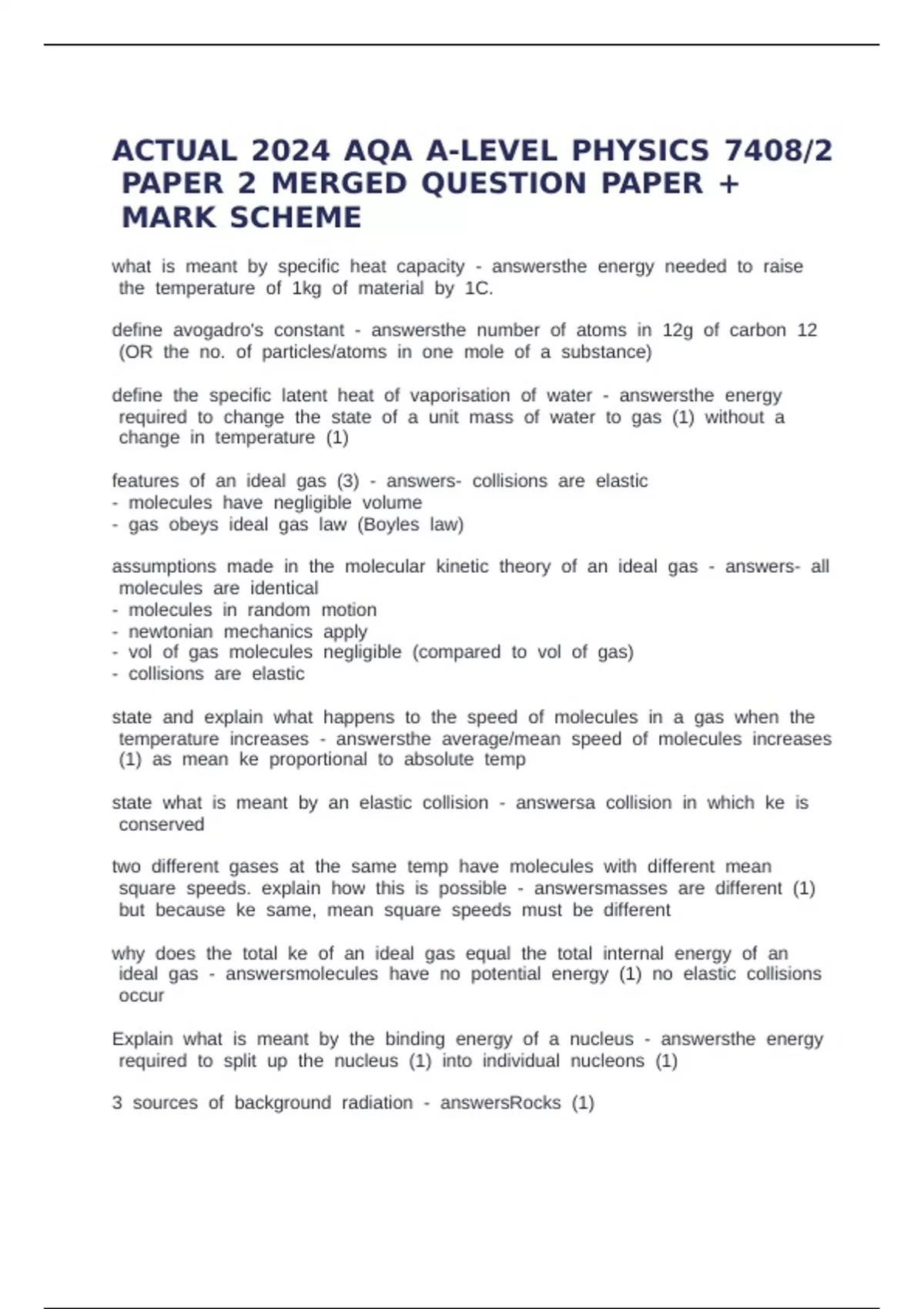 Actual 2024 AQA GCSE BUSINESS 8132/1 Paper 1 Influences of operations and HRM on business ...