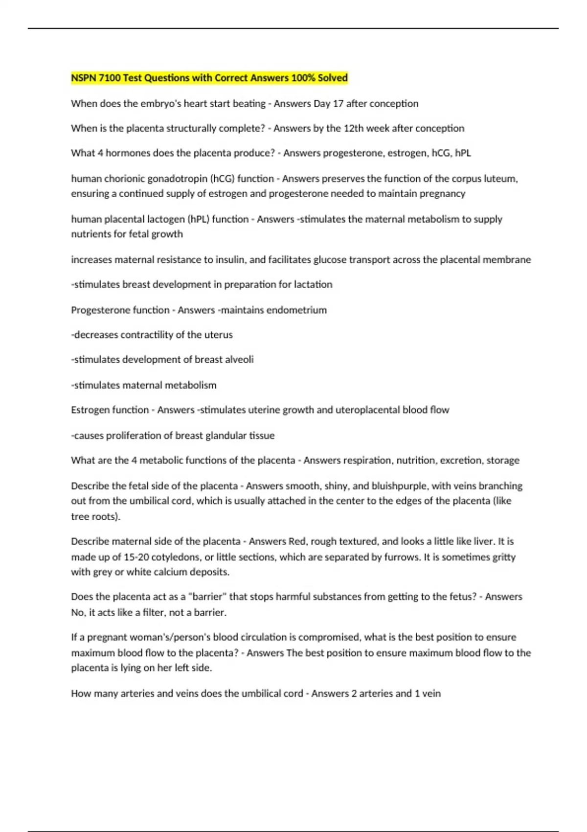 NSPN 7100 Test Questions with Correct Answers 100% Solved - NSPN 7100 ...