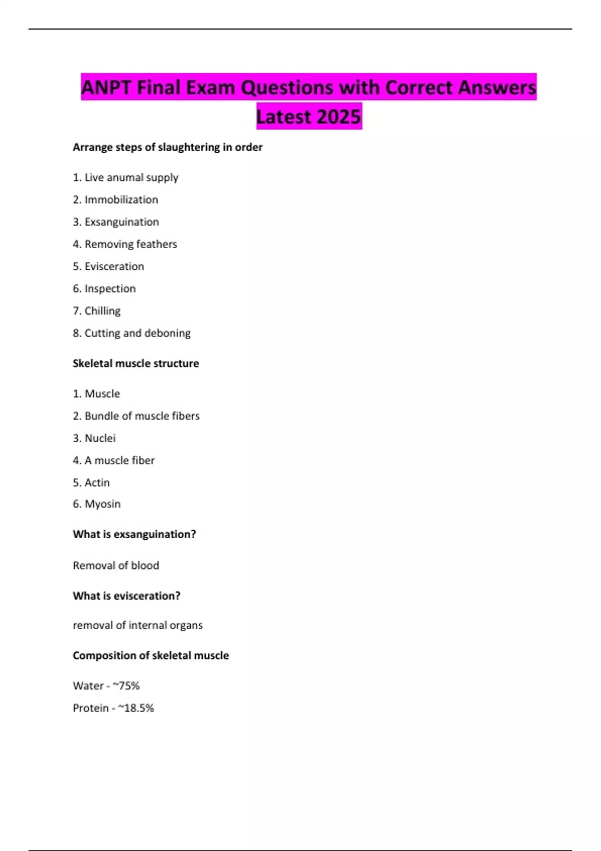 ANPT FinANPT Final Exam Questions with Correct Answers Latest 2025al ...