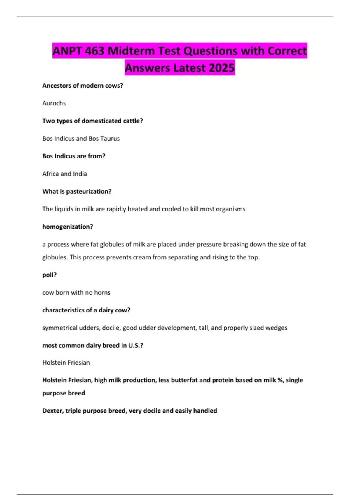 ANPT 463 Midterm Test Questions with Correct Answers Latest 2025 - ANPT ...