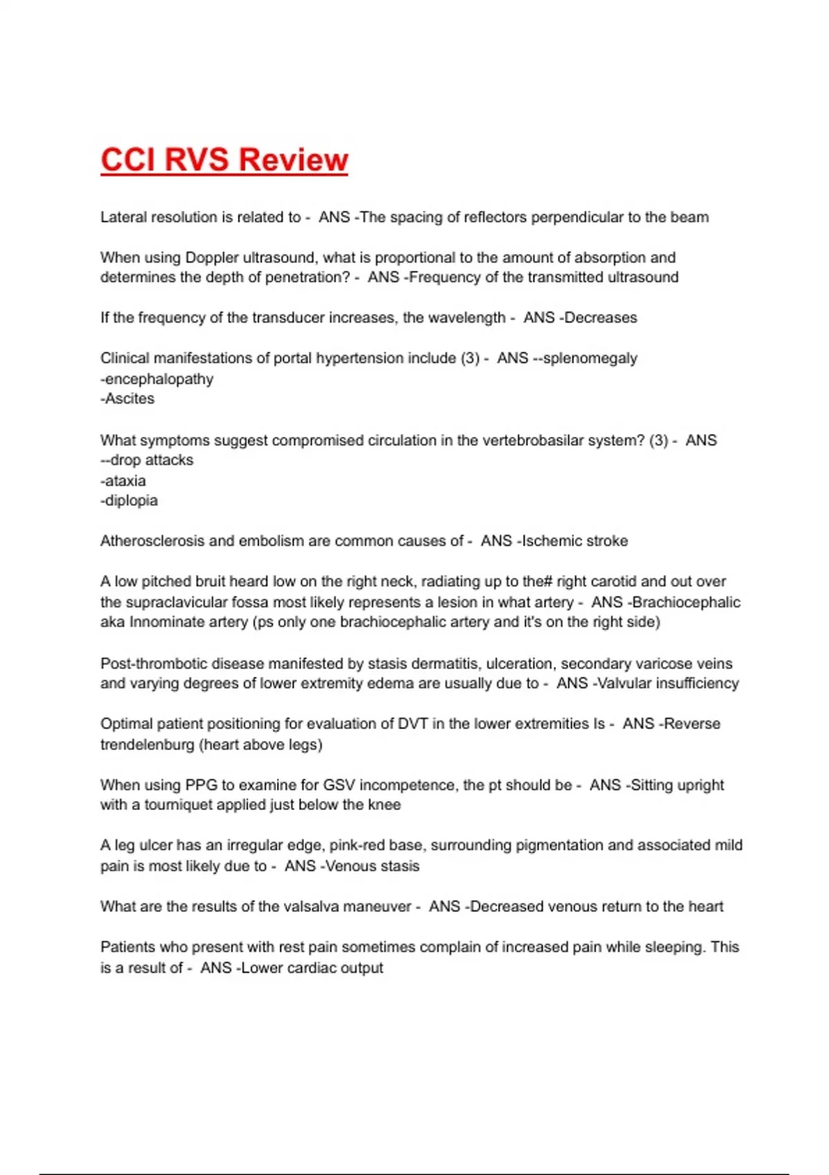 CCI RVS Review Exam Questions with correct Answers 2025/2026( A+ GRADED ...